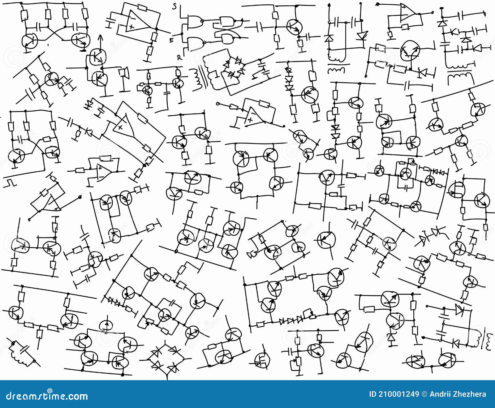 Hand Drawn Electronic Circuits, Abstract Electrical Engineering ...