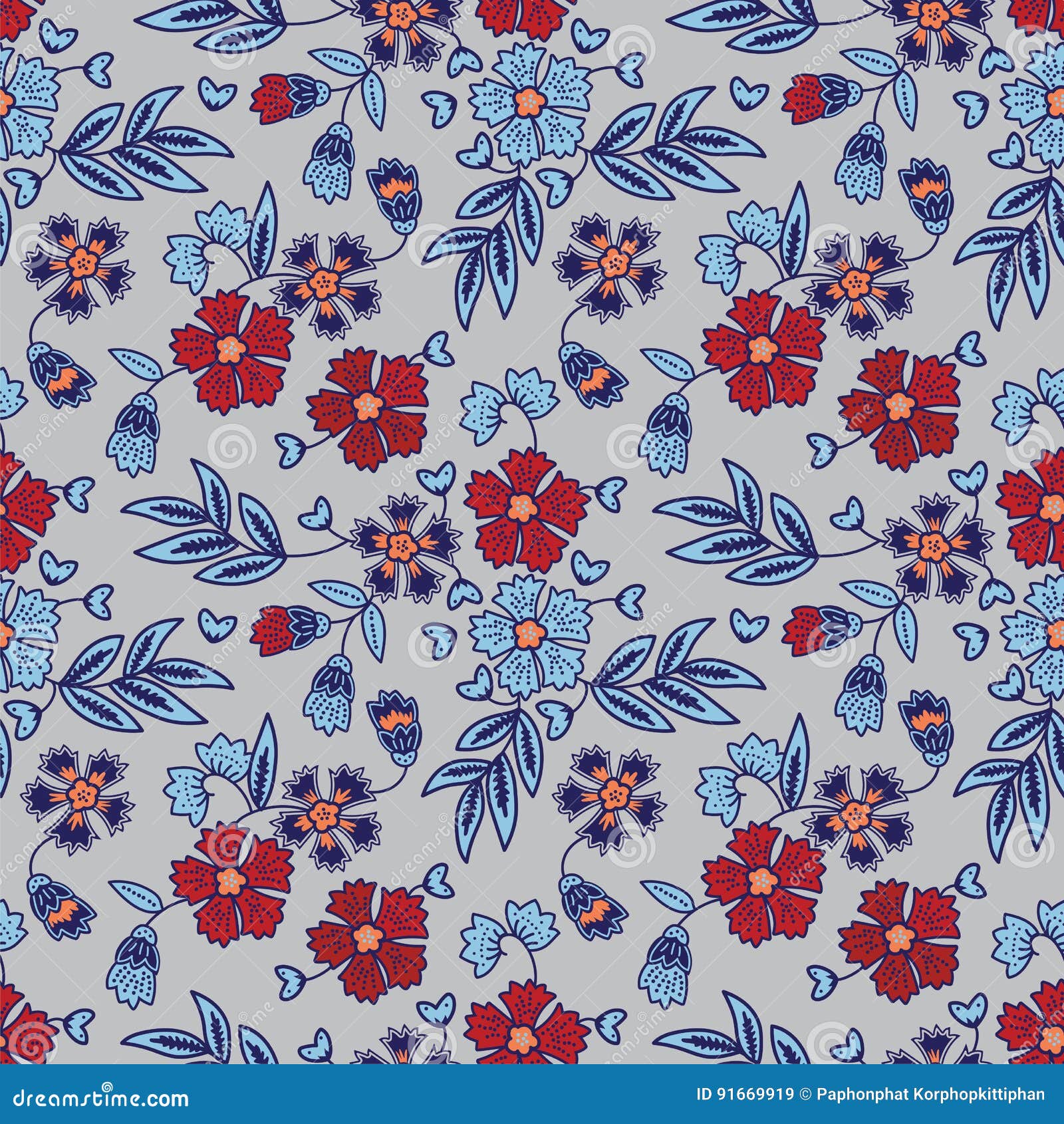 Hand Drawn Elegant Floral Batik Pattern Stock Vector - Illustration of ...