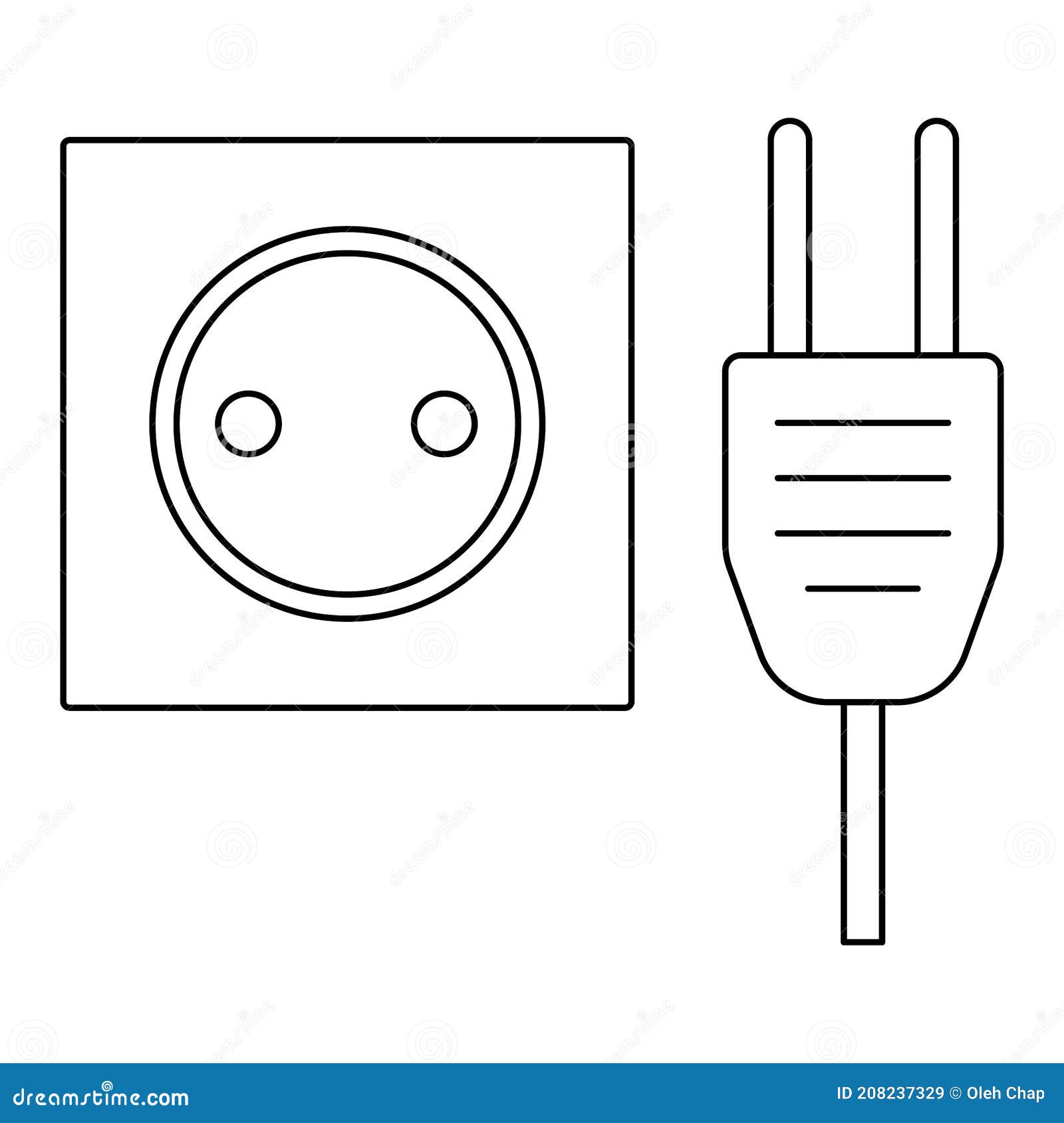 Vector Illustration in Black Color Isolated on White Background. Socket ...