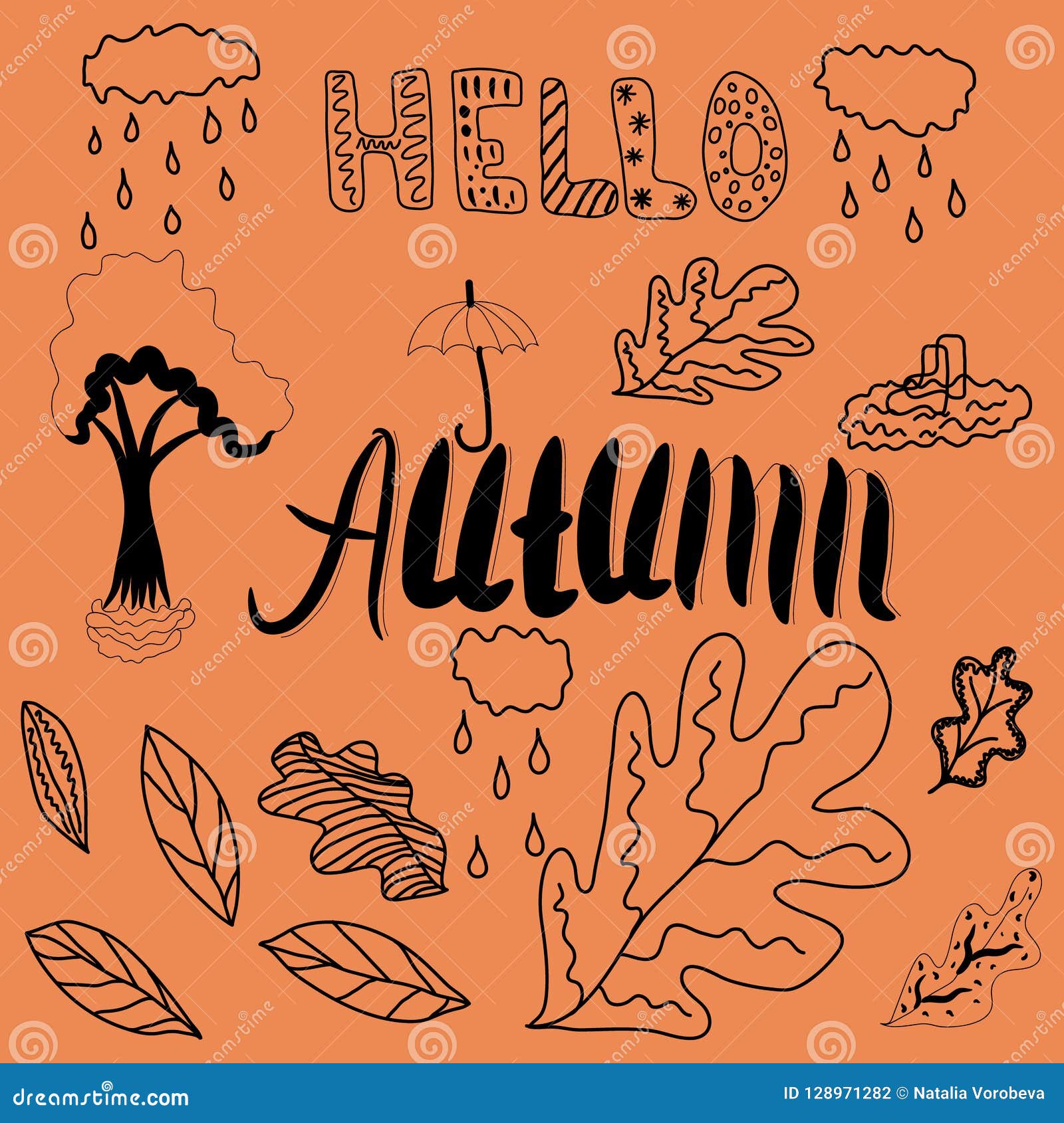 Hand Drawn Elements for Autumn Theme Stock Illustration - Illustration ...