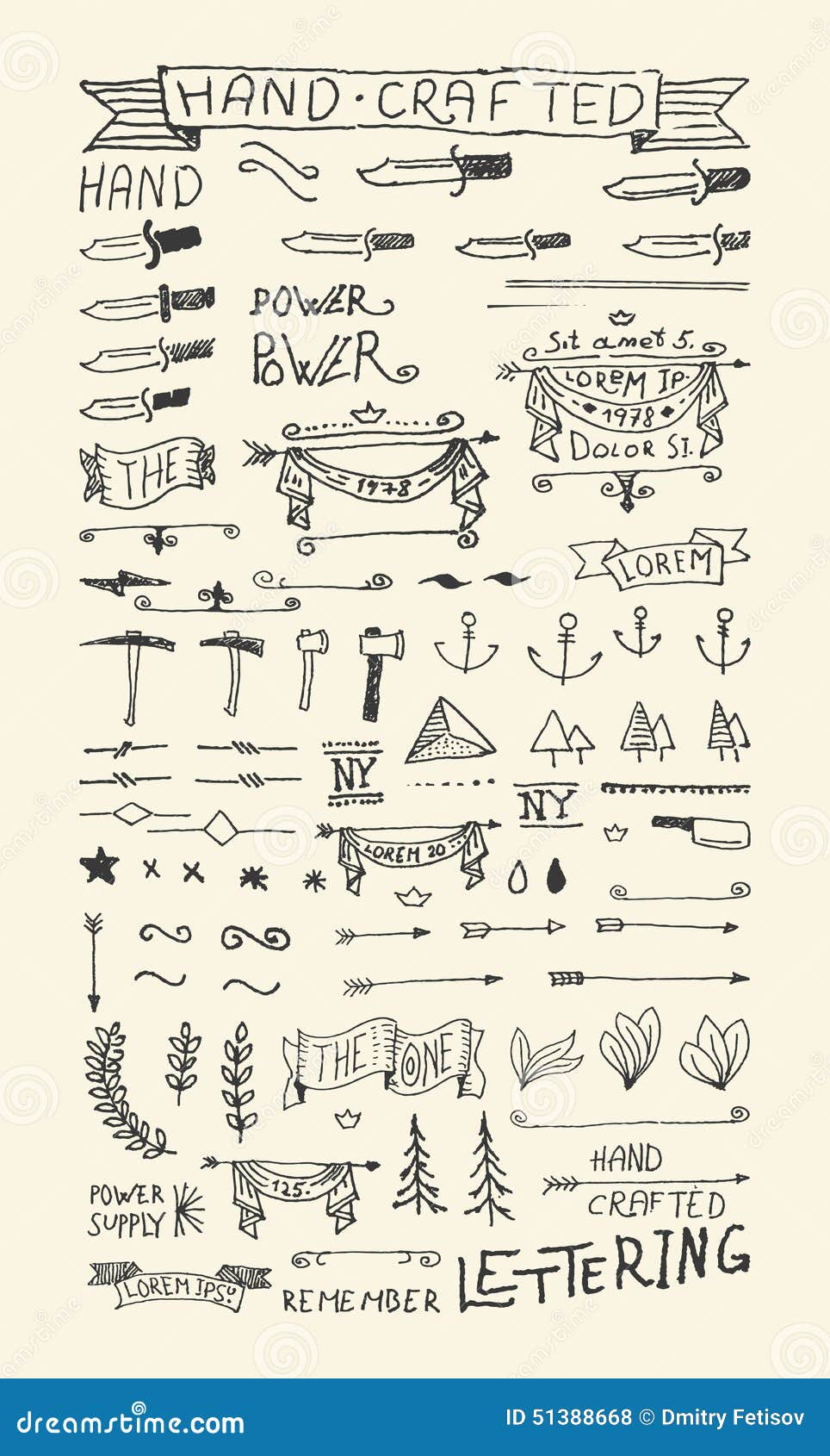 Hand Drawn Elements & Banners. 100 Vector Shape Stock Vector ...