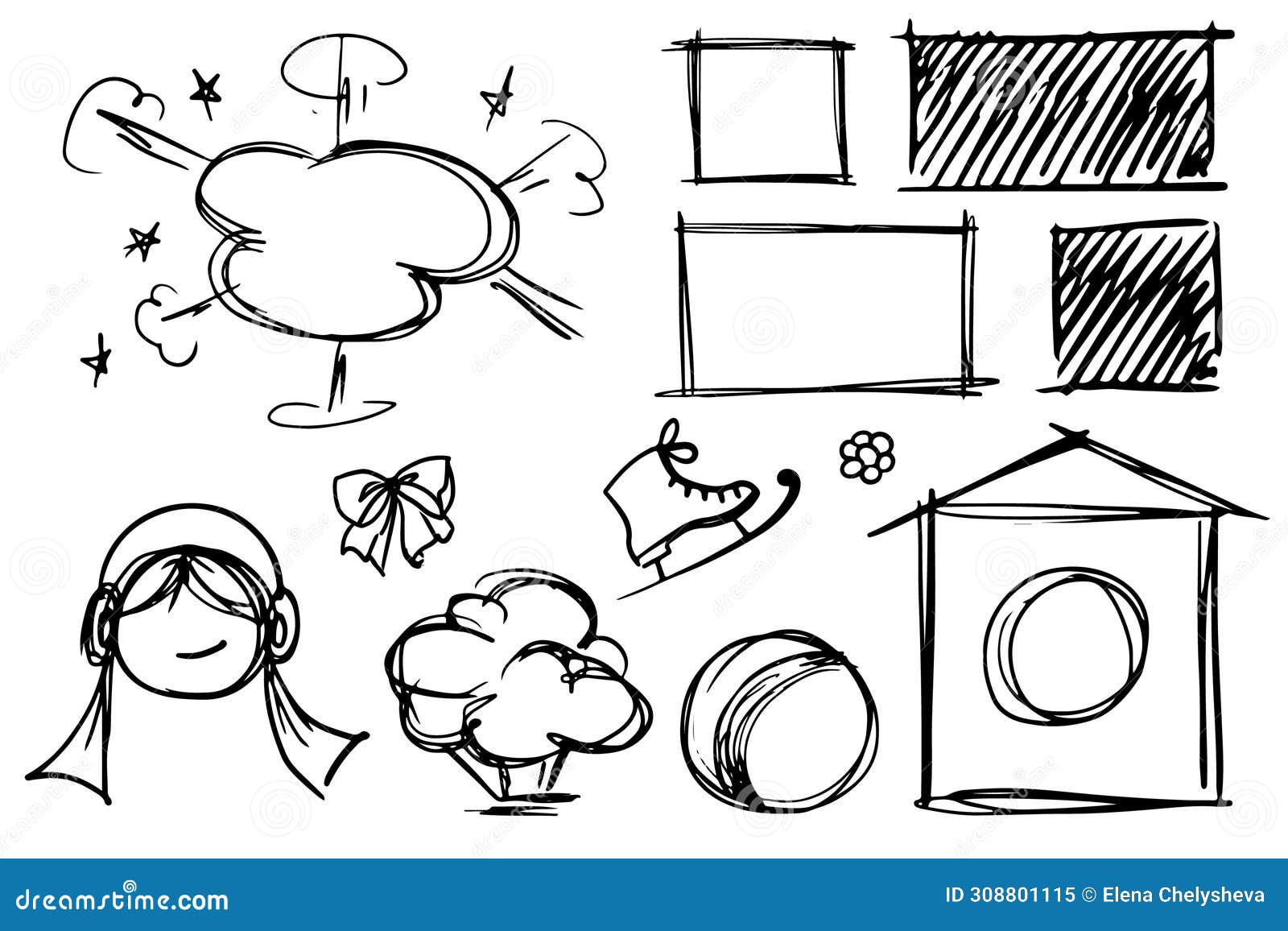 Hand-drawn Elements, Children S School Drawing Stock Illustration ...