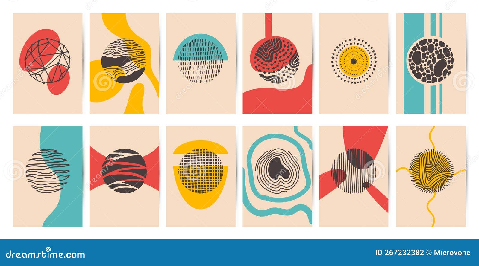 Hand Drawn Elements Creative Posters. Ink Modern Covers or Invitation ...