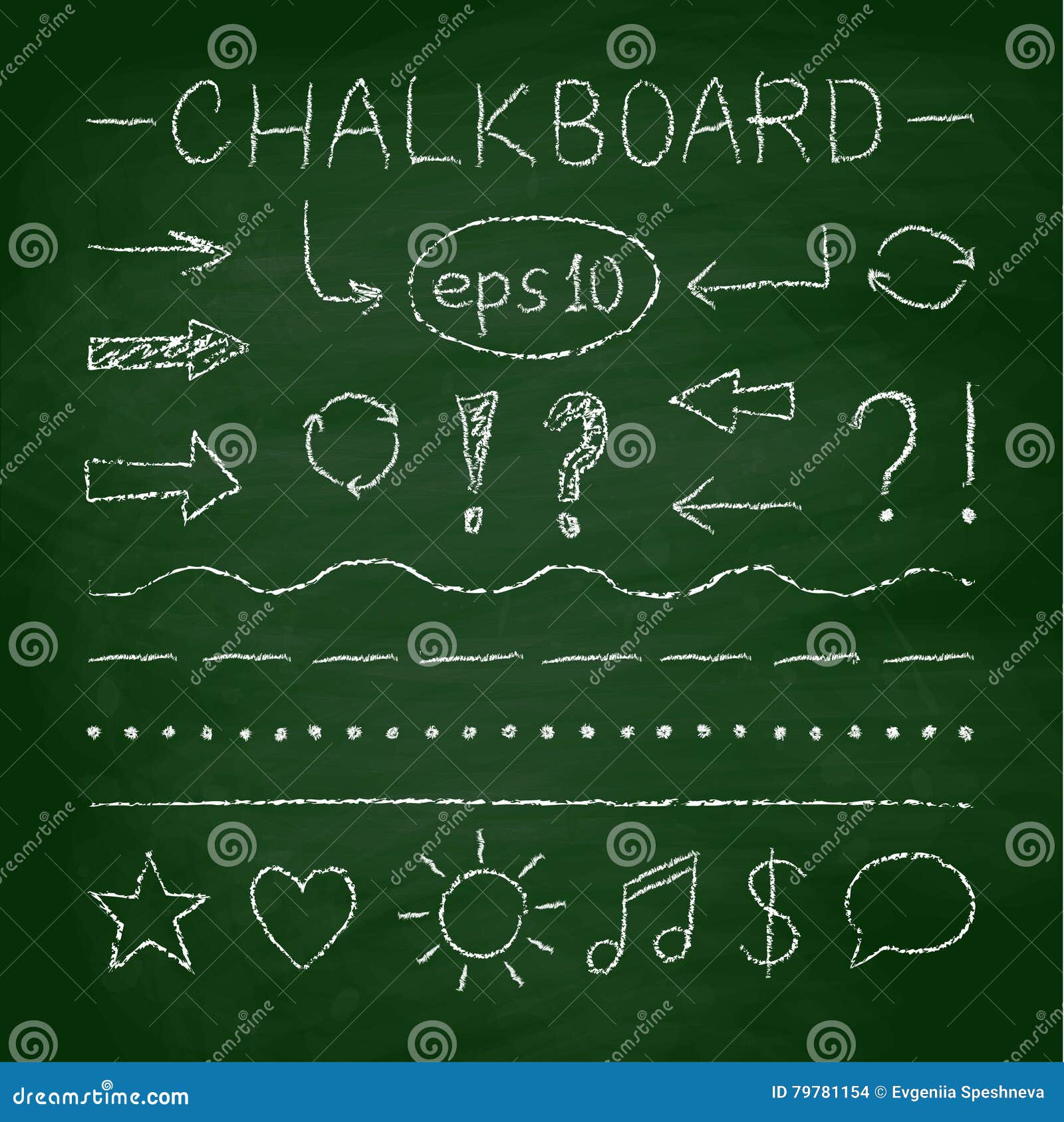 Hand Drawn Elements and Icons in Chalk Style. Vector Illustration ...