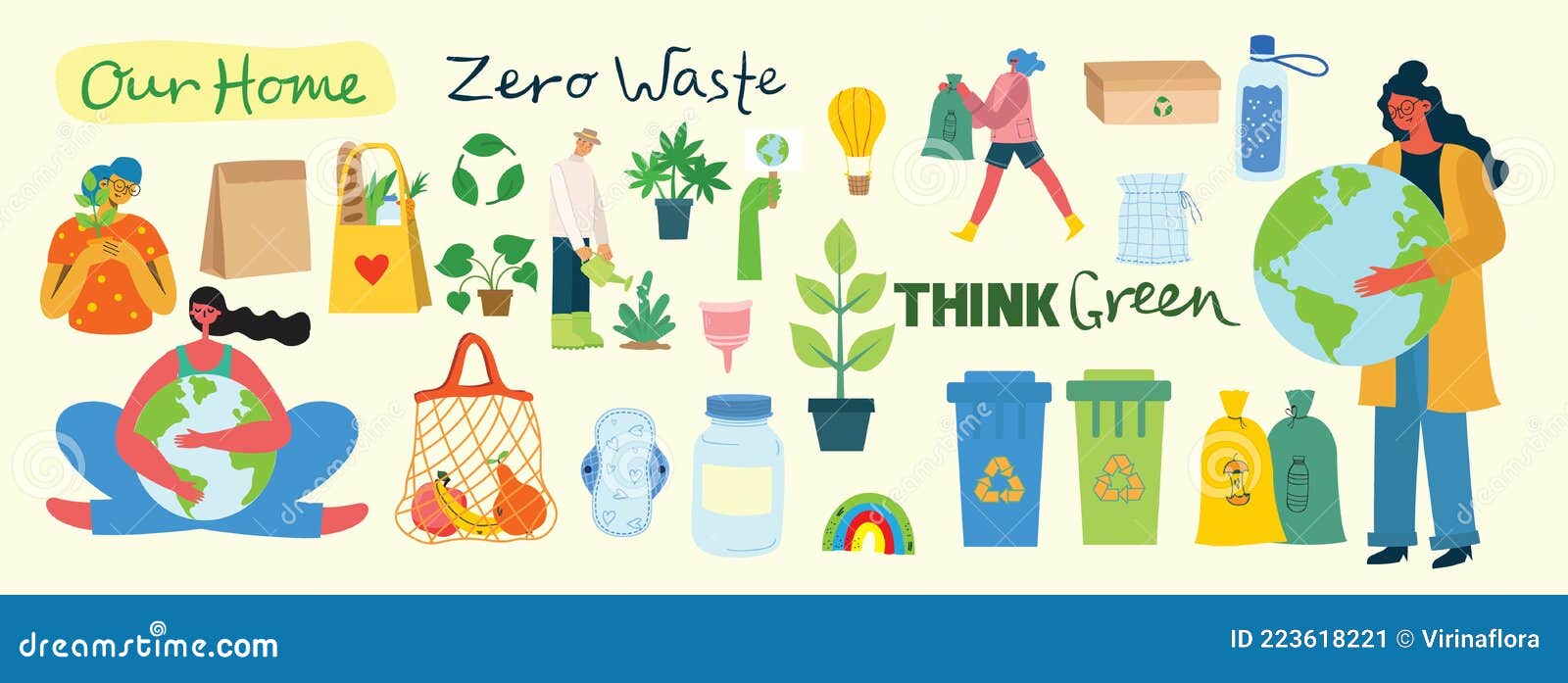 Hand Drawn Elements of Zero Waste Life in Vector. Eco Style. No Plastic ...