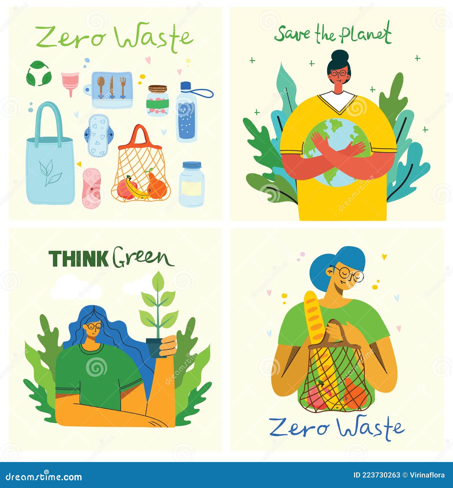 Hand Drawn Elements of Zero Waste Life in Vector. Eco Style. No Plastic ...