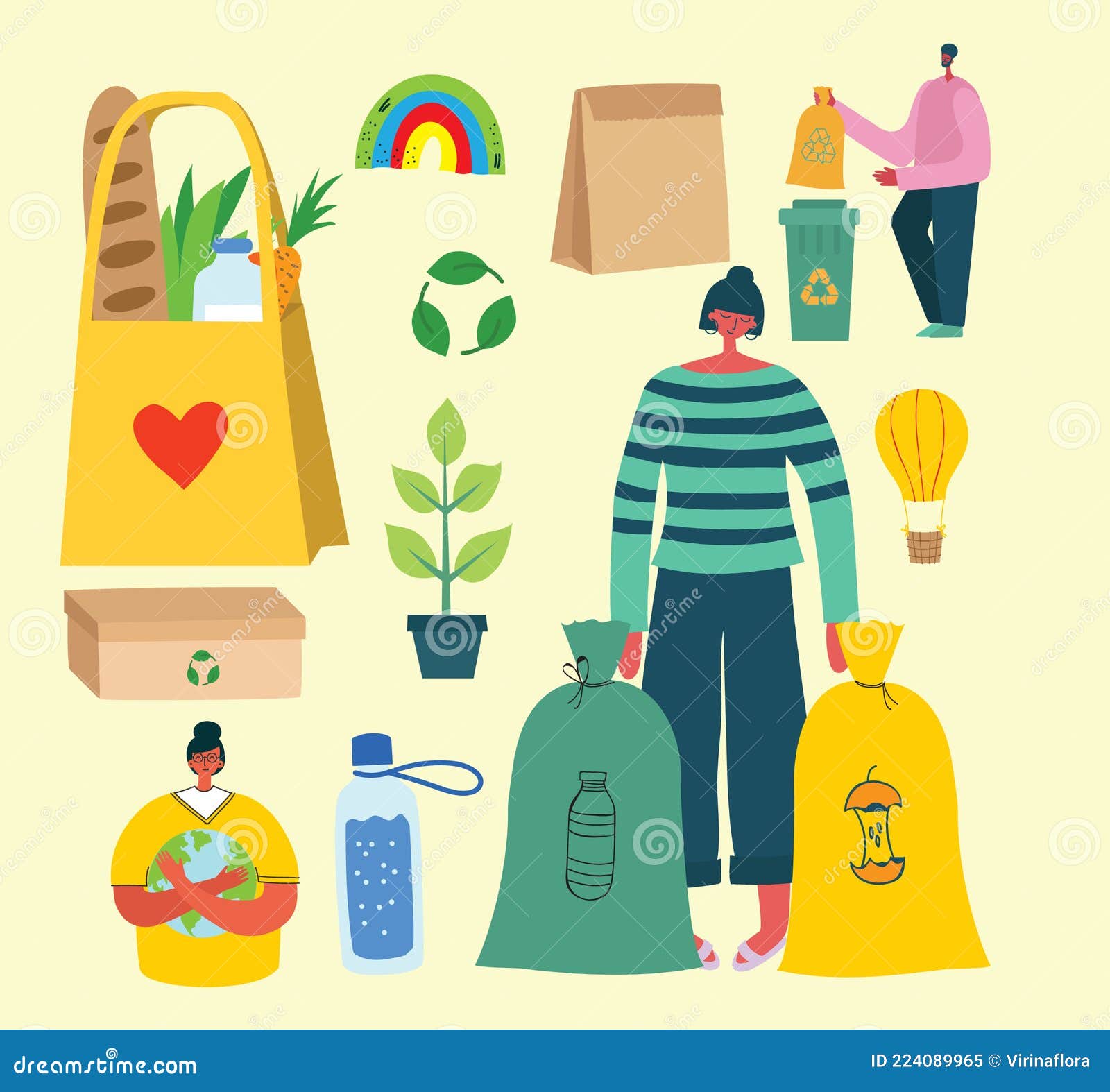 Hand Drawn Elements of Zero Waste Life in Vector. Eco Style. No Plastic ...