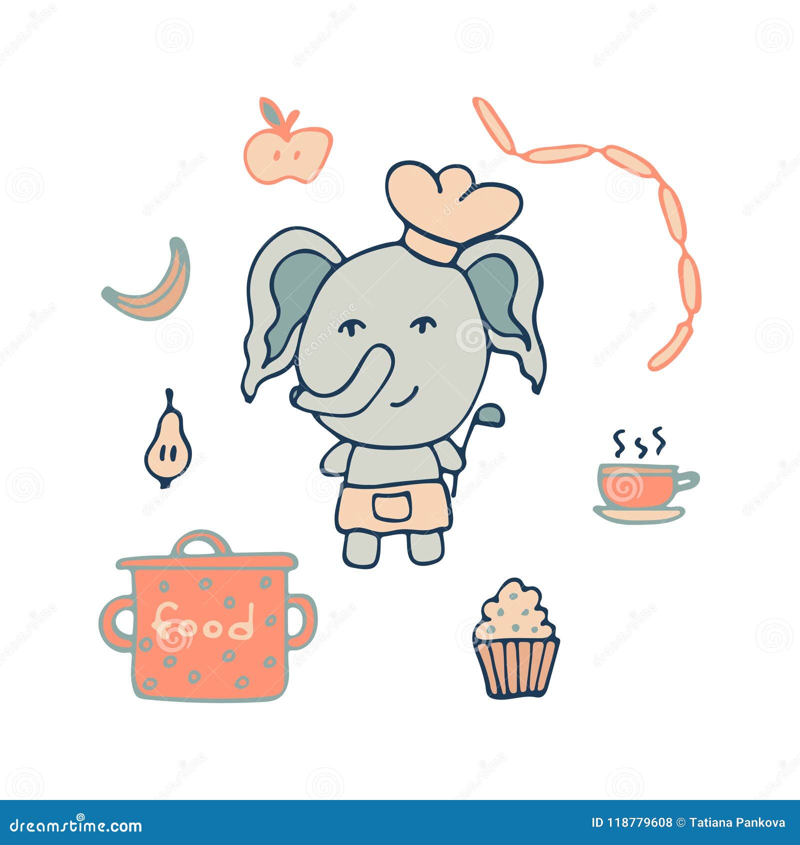 Elephant Cook Illustration | CartoonDealer.com #117378098