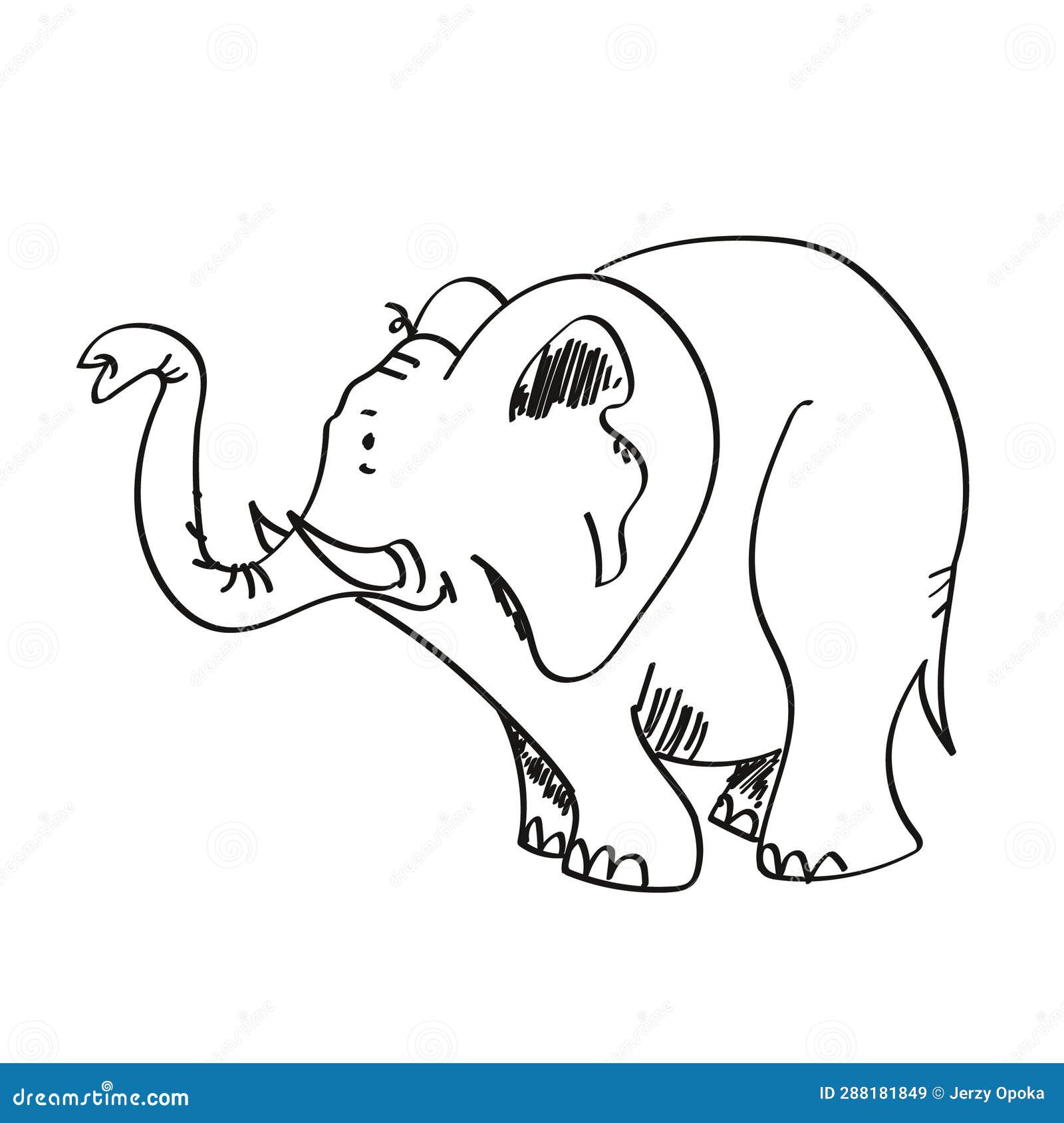 Fun Elephant stock illustration. Illustration of drawn - 288181849