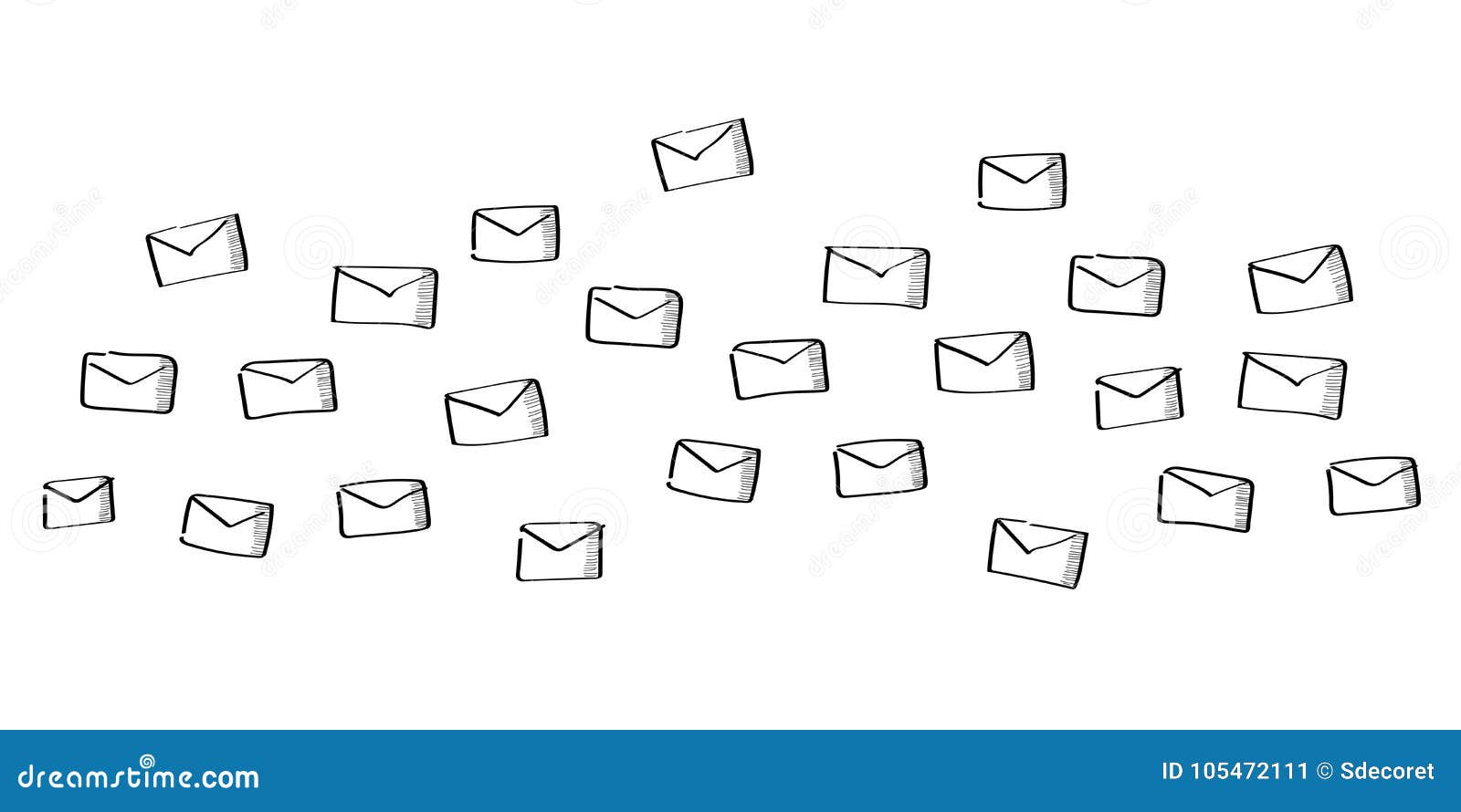 Hand drawn email flying stock illustration. Illustration of ...