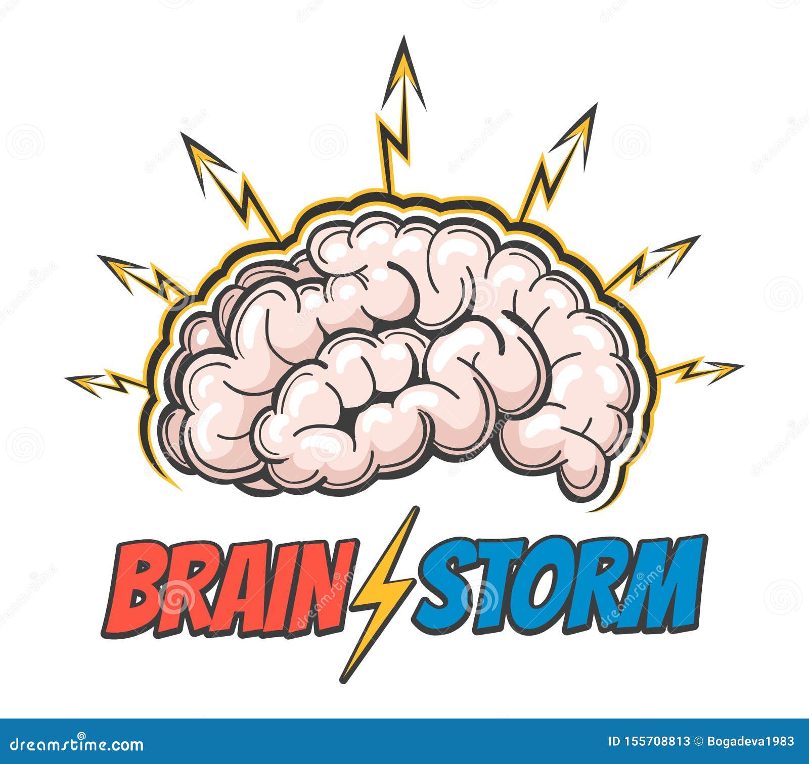 Hand Drawn Emblem of the Thinking Process, Brainstorming, Good Idea ...