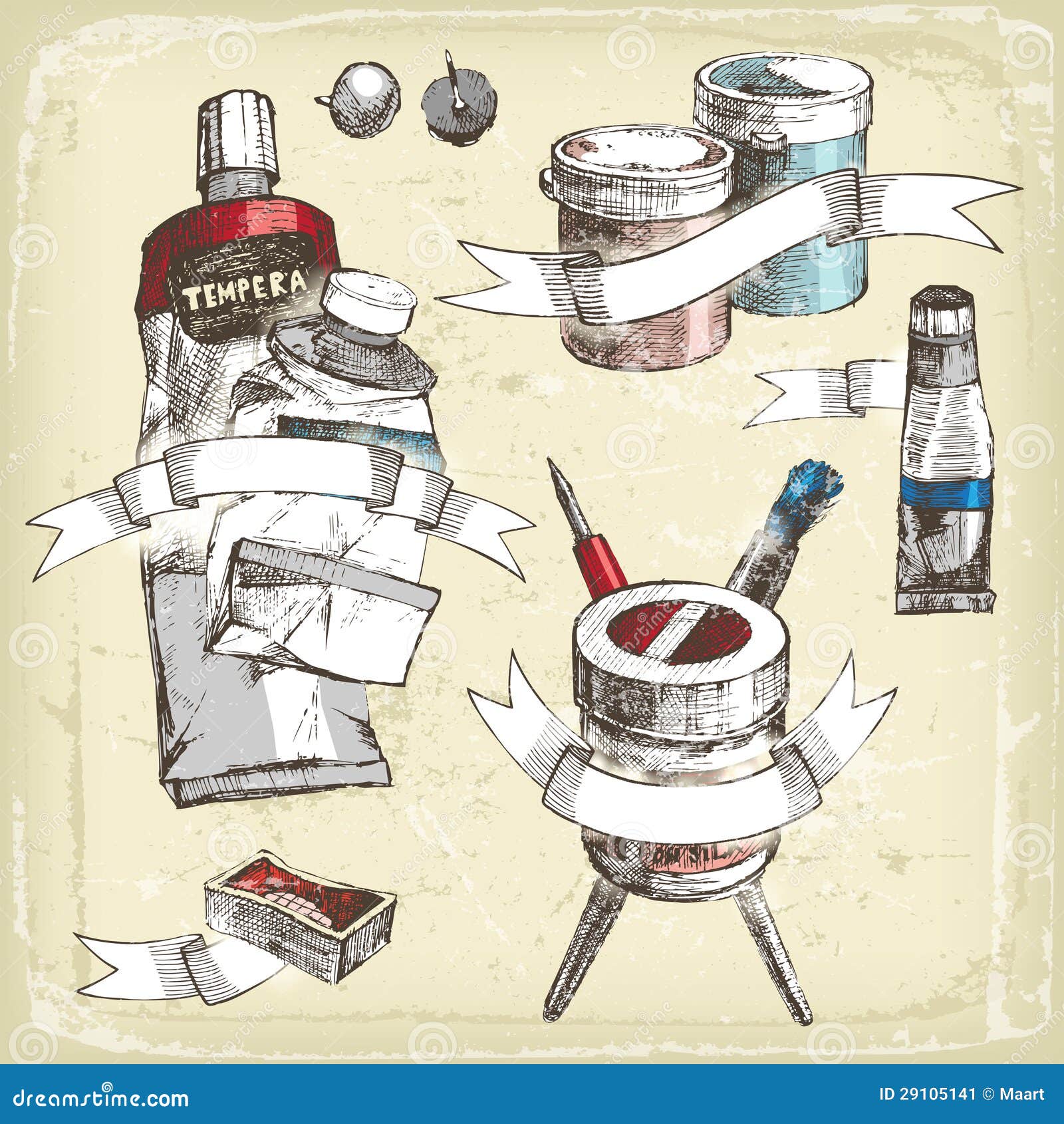 Hand drawn emblems stock vector. Illustration of palette - 29105141