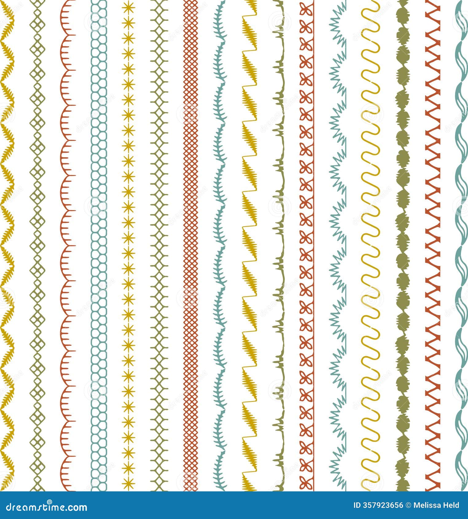 Hand Drawn Embroidery Stitched Vector Border Patterns Stock ...