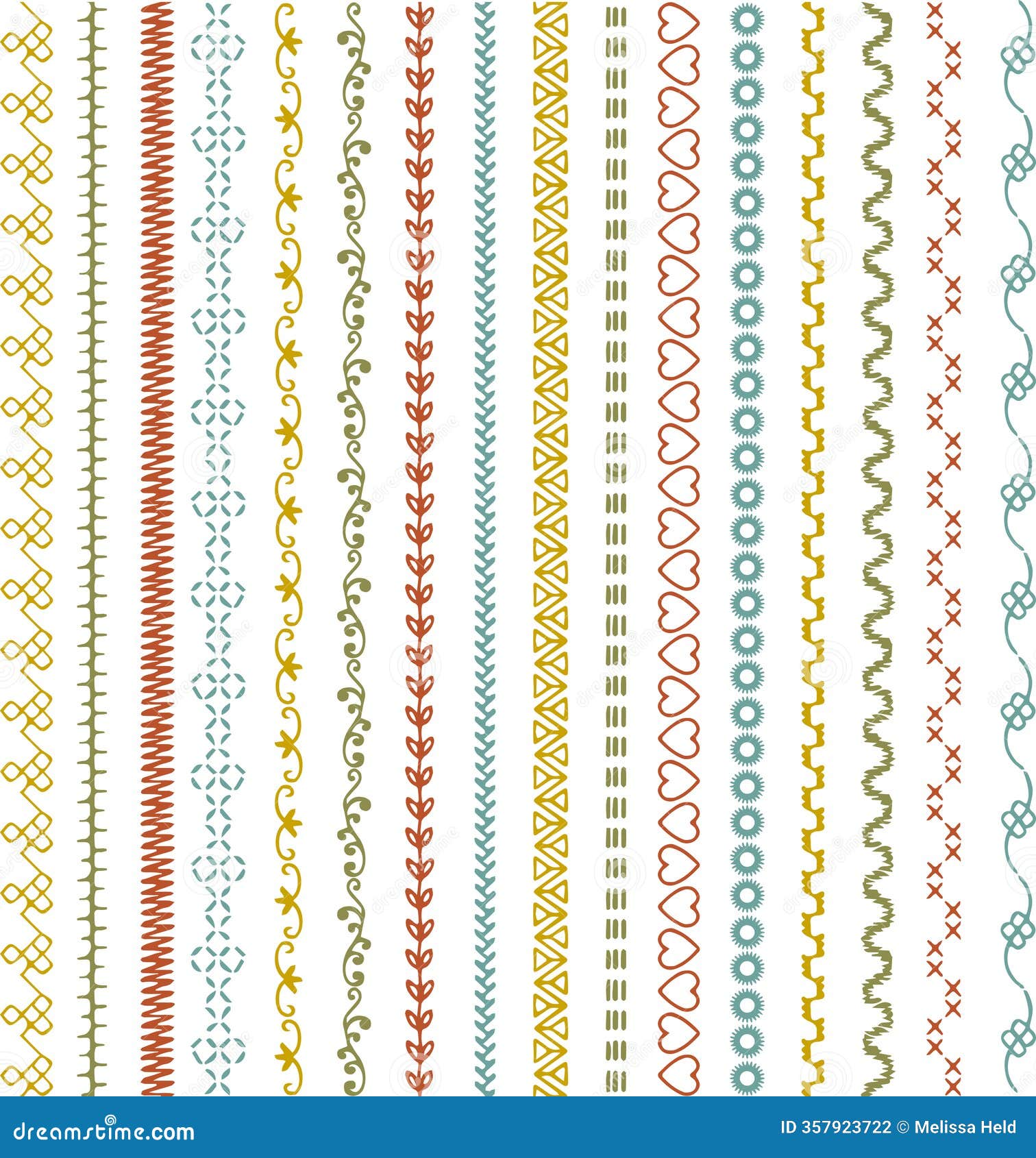 Hand Drawn Embroidery Stitched Vector Borders Royalty-Free Stock Image ...