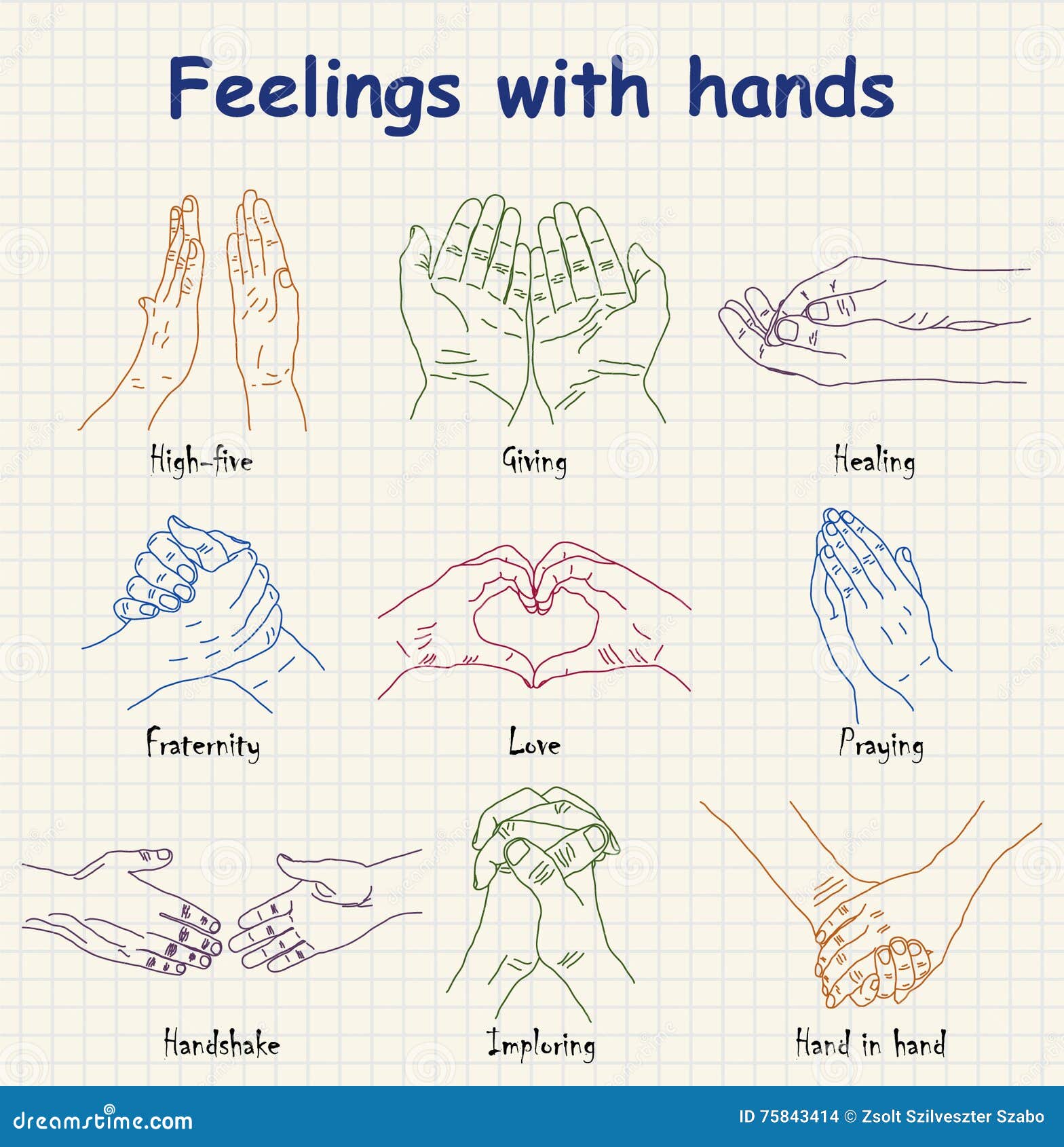Emotions And Feelings Set Of Twelve Hand Drawn Illustrations ...