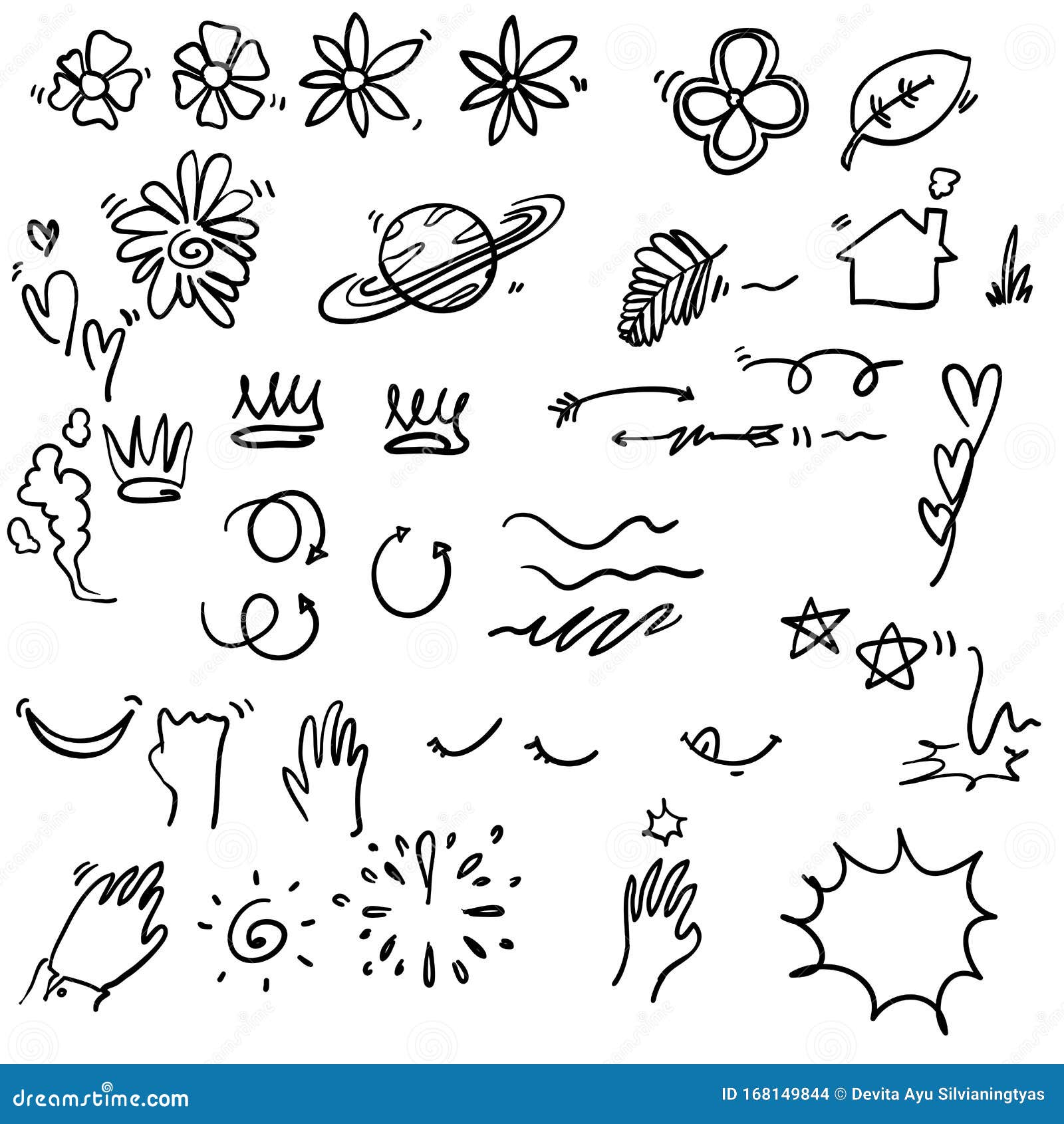 Hand Drawn Emphasis Elements Collection with Doodle Style Stock Vector ...