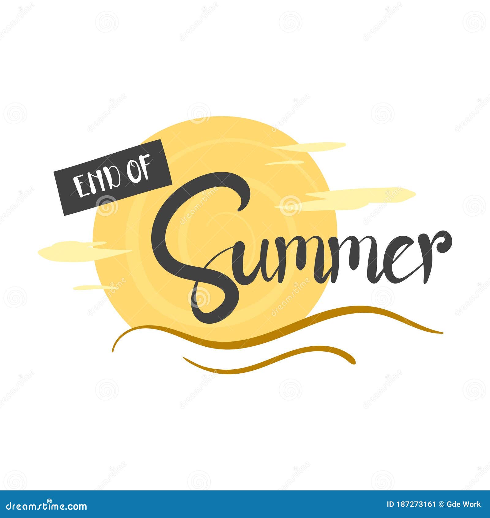 Hand Drawn End of Summer Season with the Sun Background Stock Vector ...
