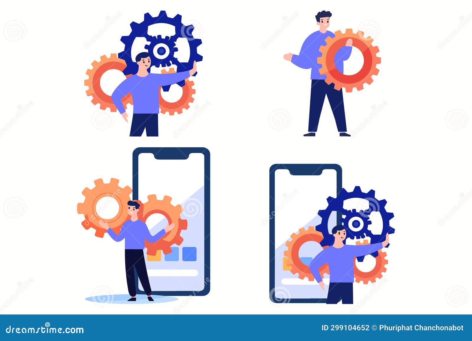 Hand Drawn Engineer or Architect with Cogs in Construction Concept in ...