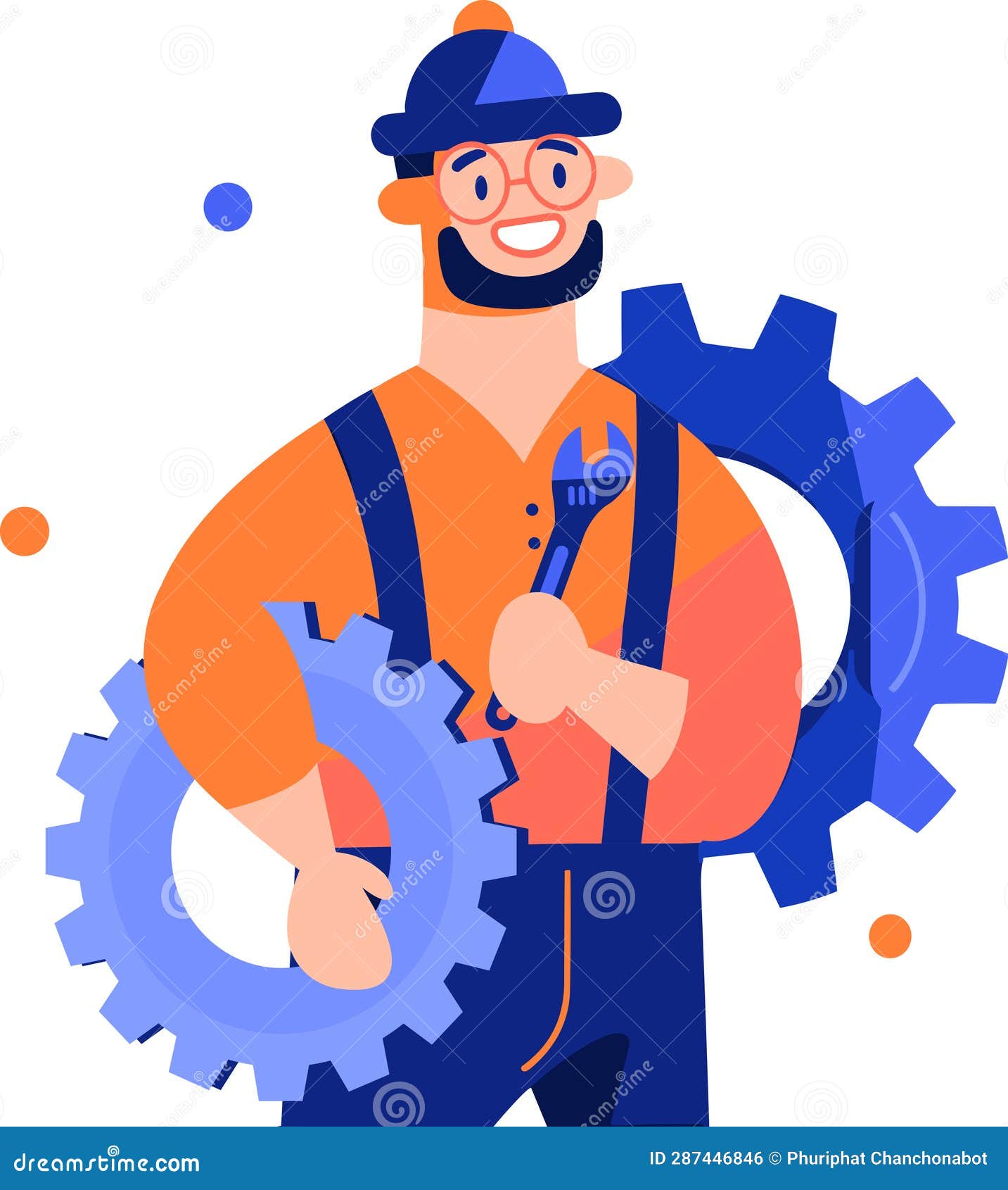 Hand Drawn Engineer or Architect in Flat Style Stock Vector ...
