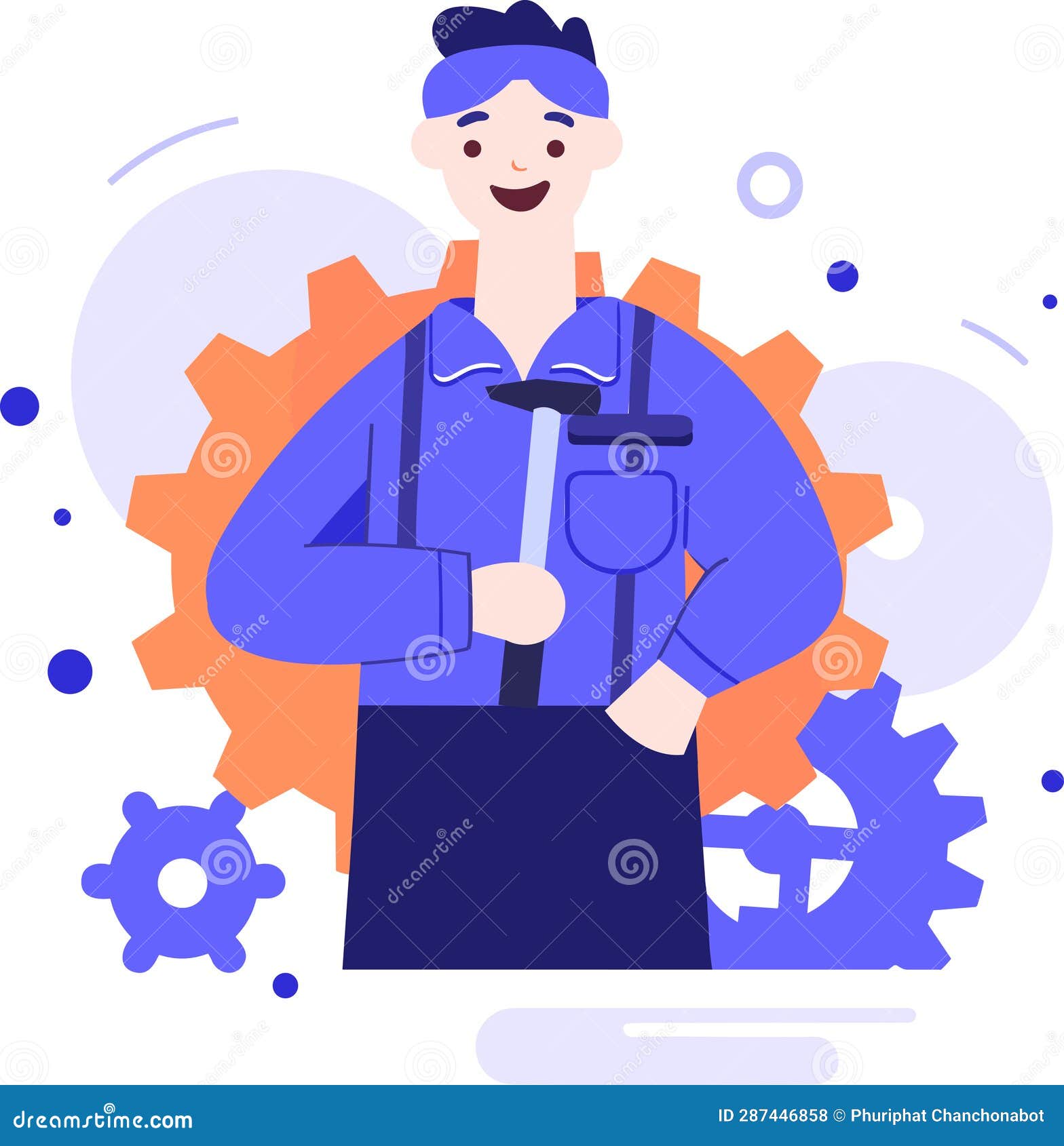 Hand Drawn Engineer or Architect in Flat Style Stock Vector ...