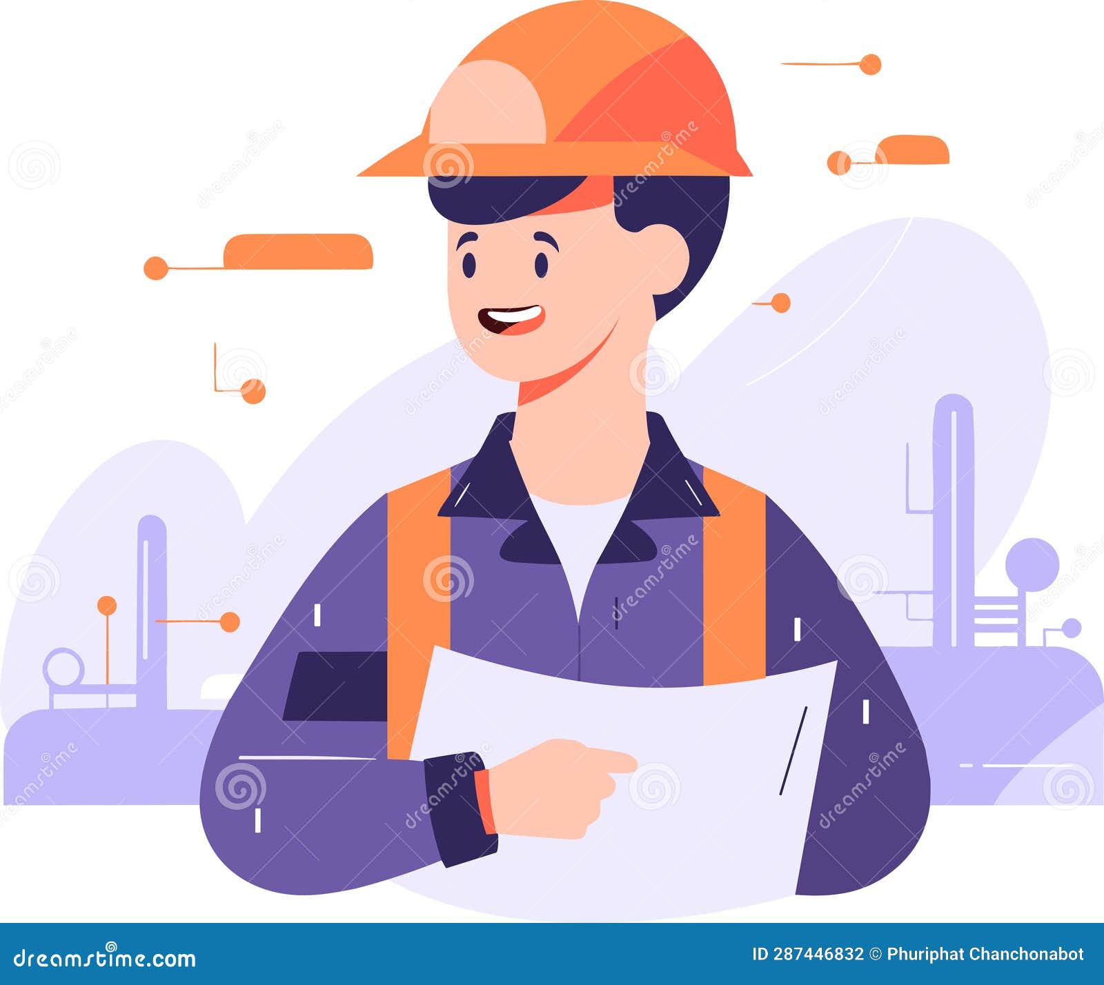 Hand Drawn Engineer or Architect in Flat Style Stock Vector ...