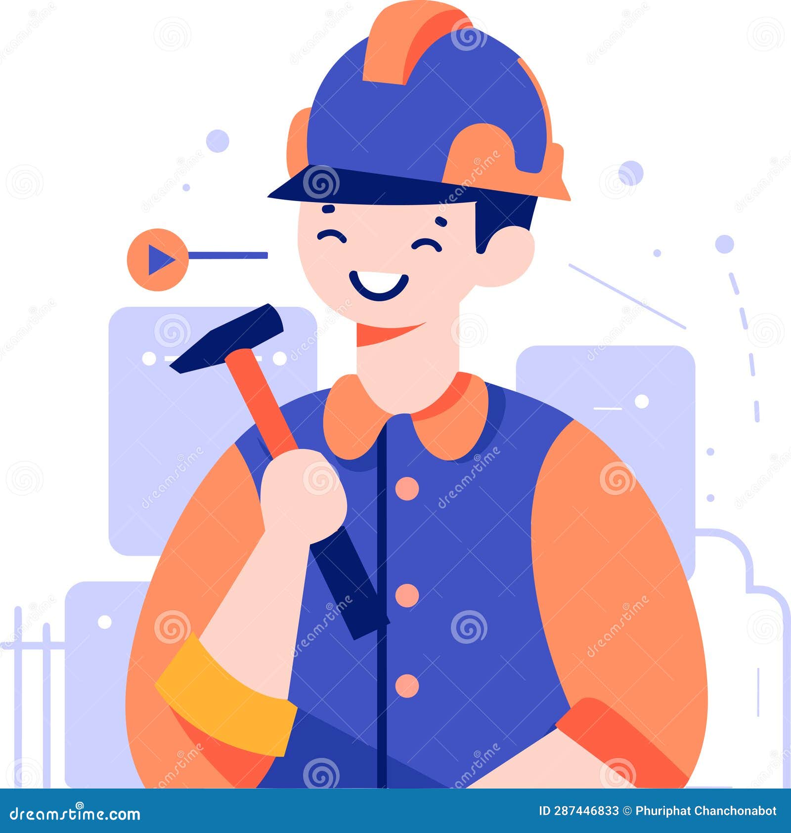 Hand Drawn Engineer or Architect in Flat Style Stock Vector ...