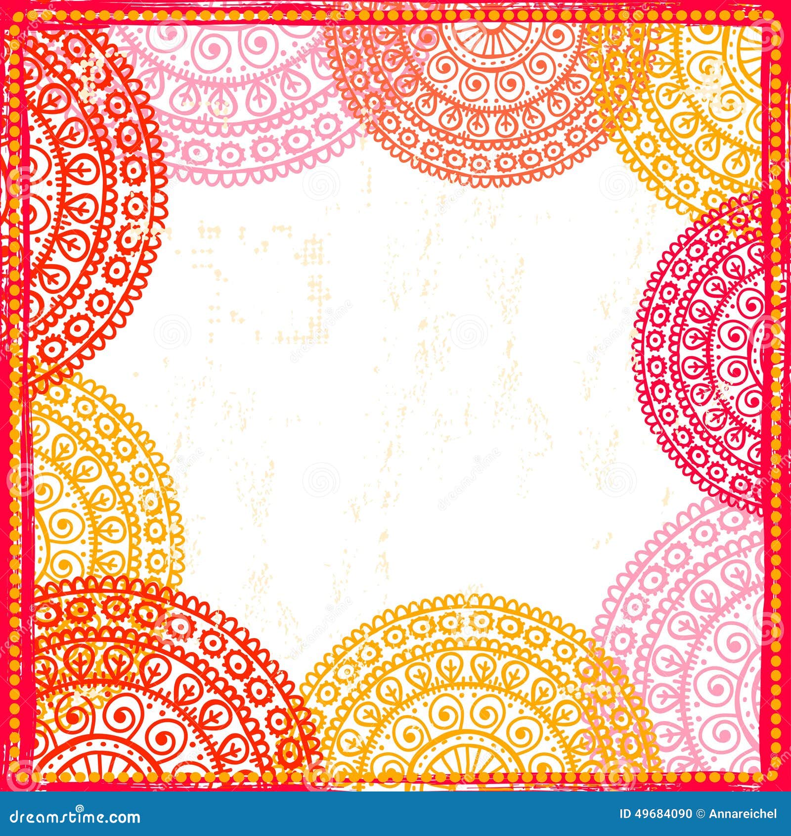 Hand Drawn Ethnic Frame in Red Tones Stock Vector - Illustration of ...