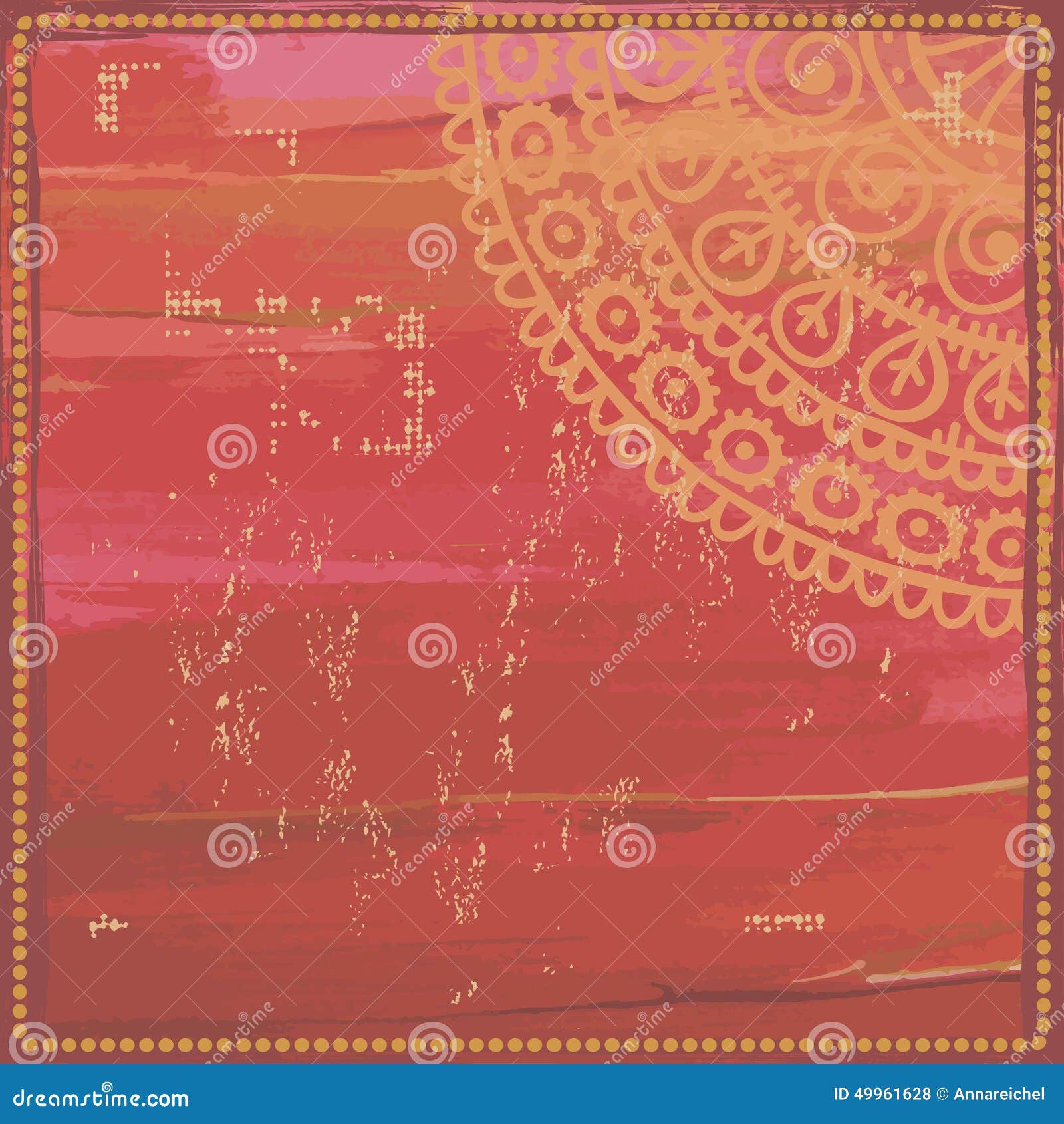 Hand Drawn Ethnic Frame in Red Tones Stock Vector - Illustration of ...
