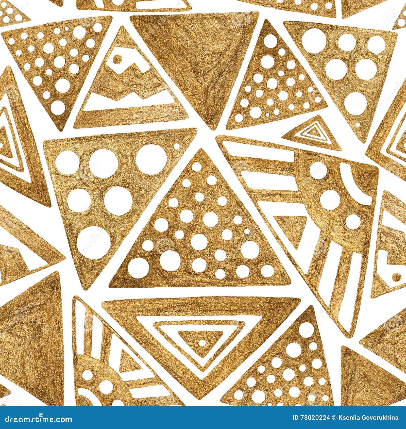 Hand Drawn Ethnic Pattern. Seamless Gold Background. Stock Illustration ...