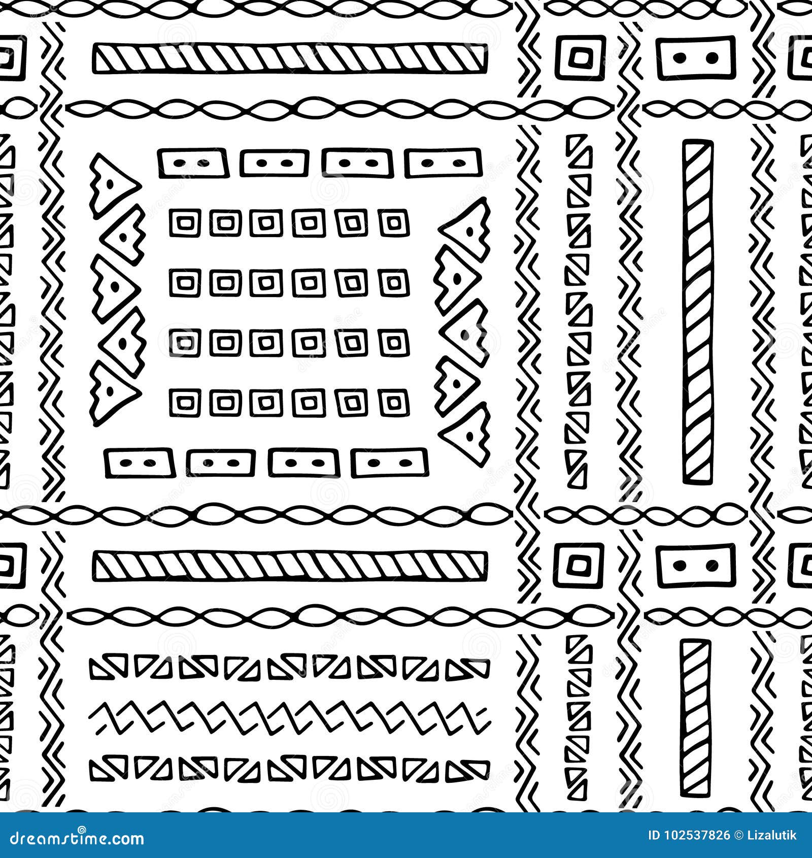 Hand Drawn Ethnic Style Vector Seamless Pattern Stock Vector ...