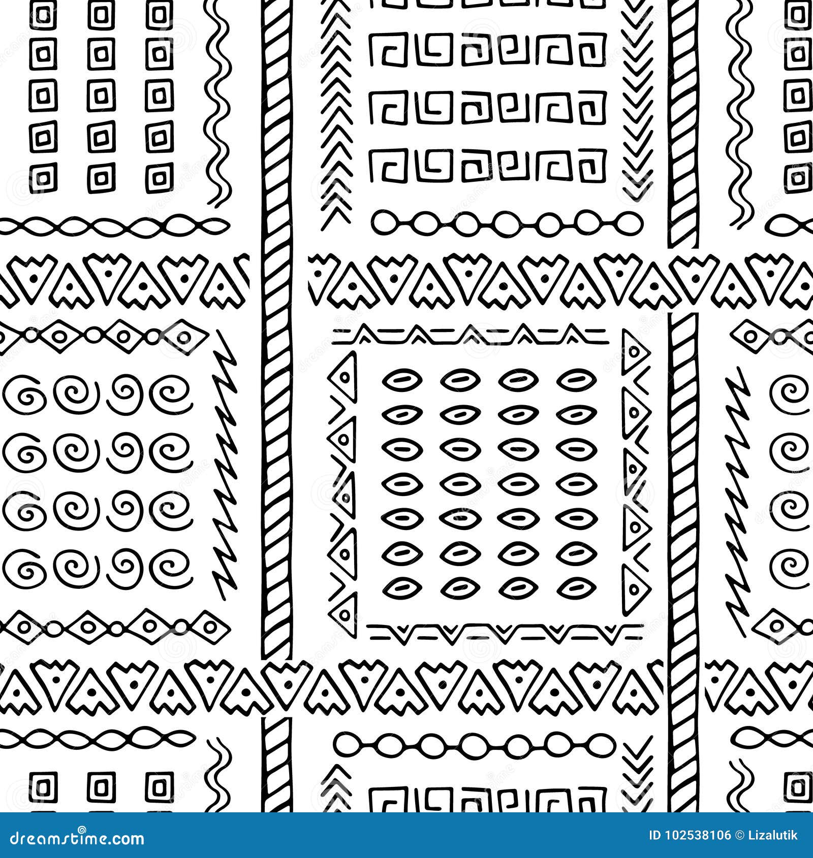 Hand Drawn Ethnic Style Vector Seamless Pattern Stock Vector ...