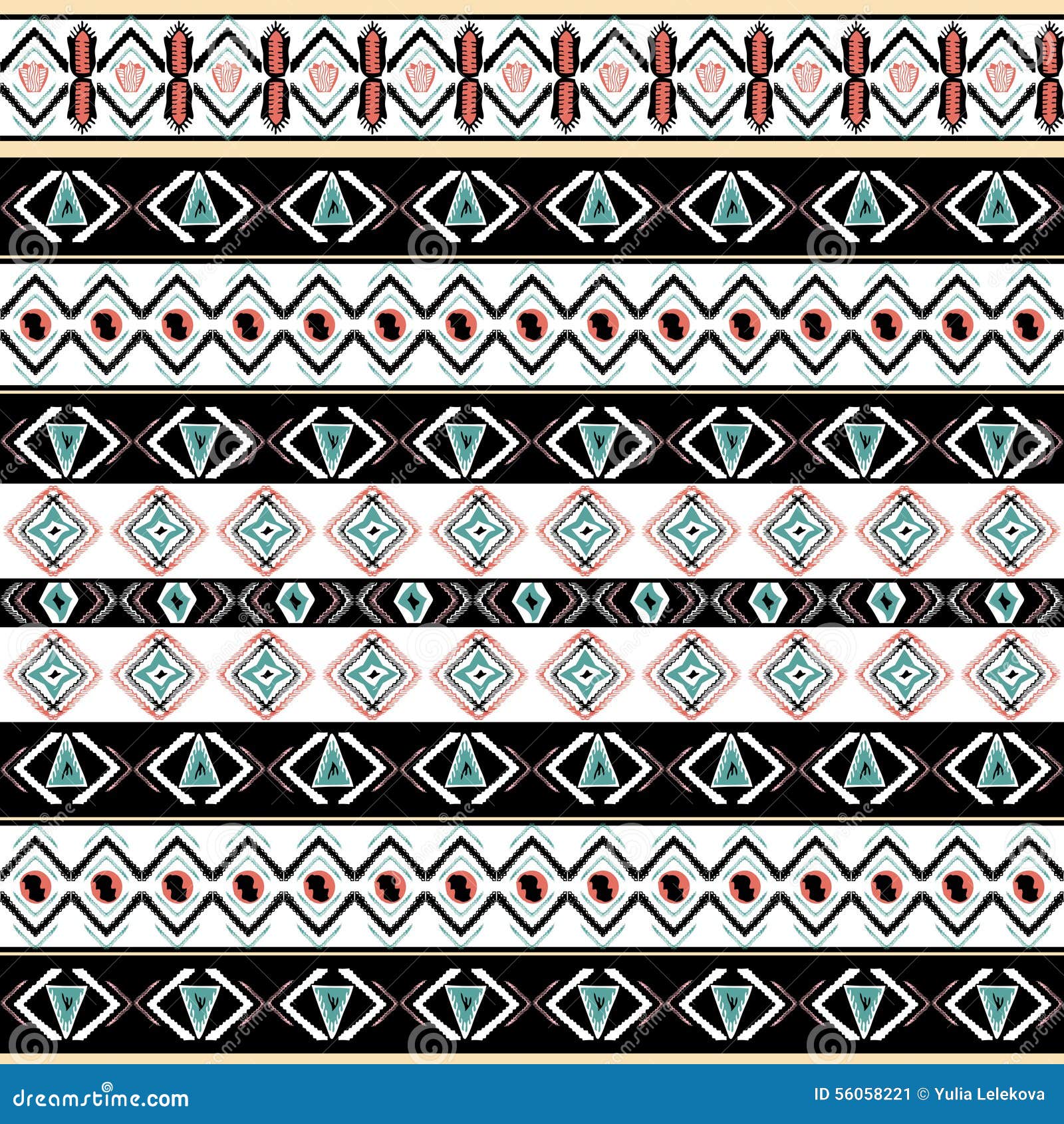 Hand Drawn Ethnic Tribal Pattern Stock Vector - Illustration of ethnic ...