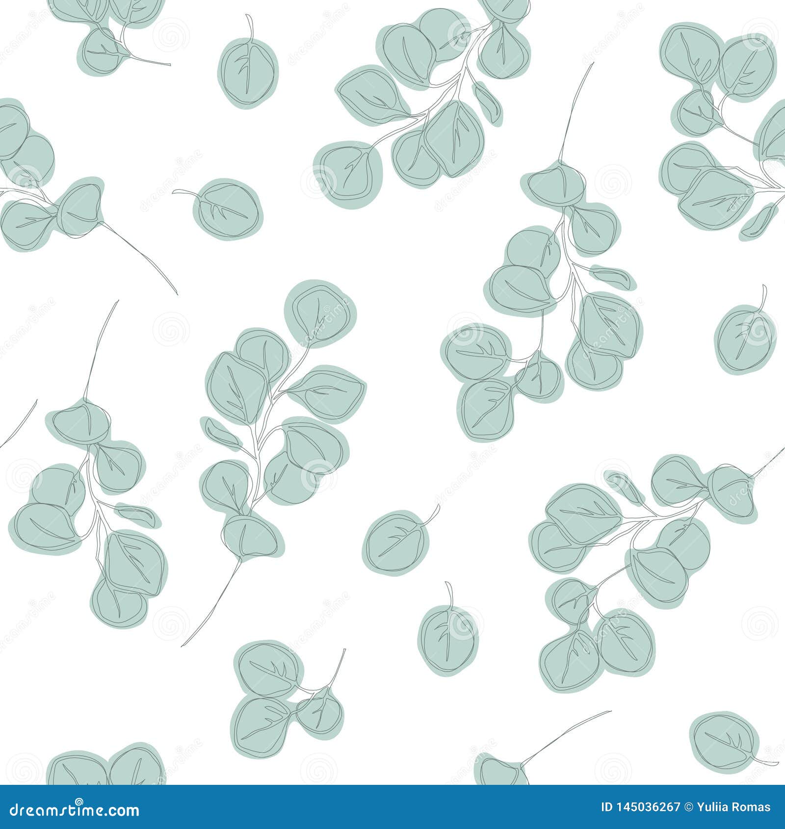 Hand Drawn Eucalyptus Branches Seamless Pattern. Stock Illustration ...