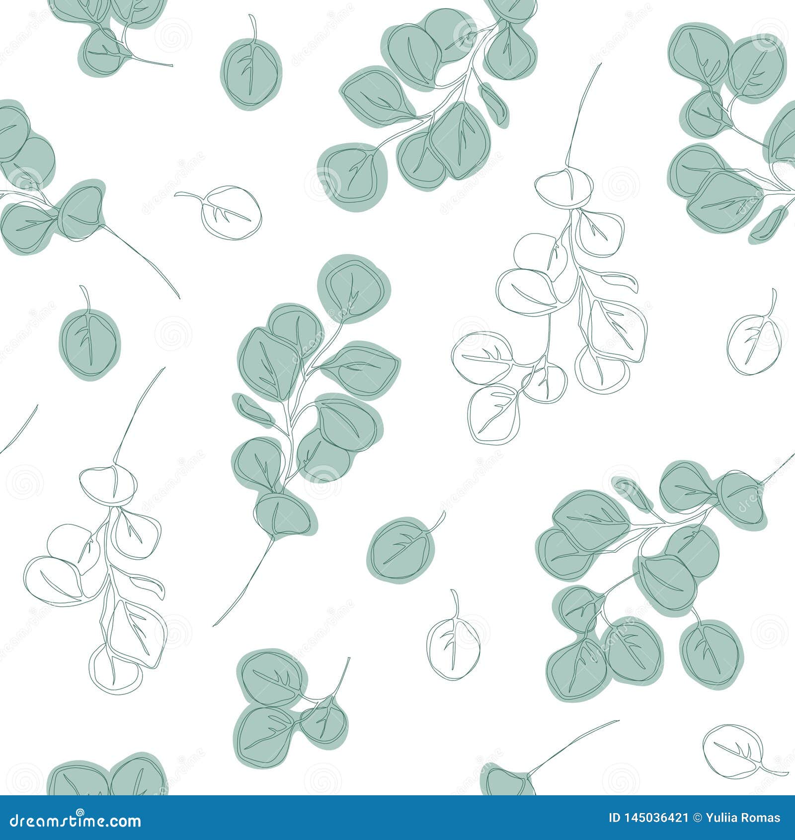 Hand Drawn Eucalyptus Branches Seamless Pattern. Stock Illustration ...