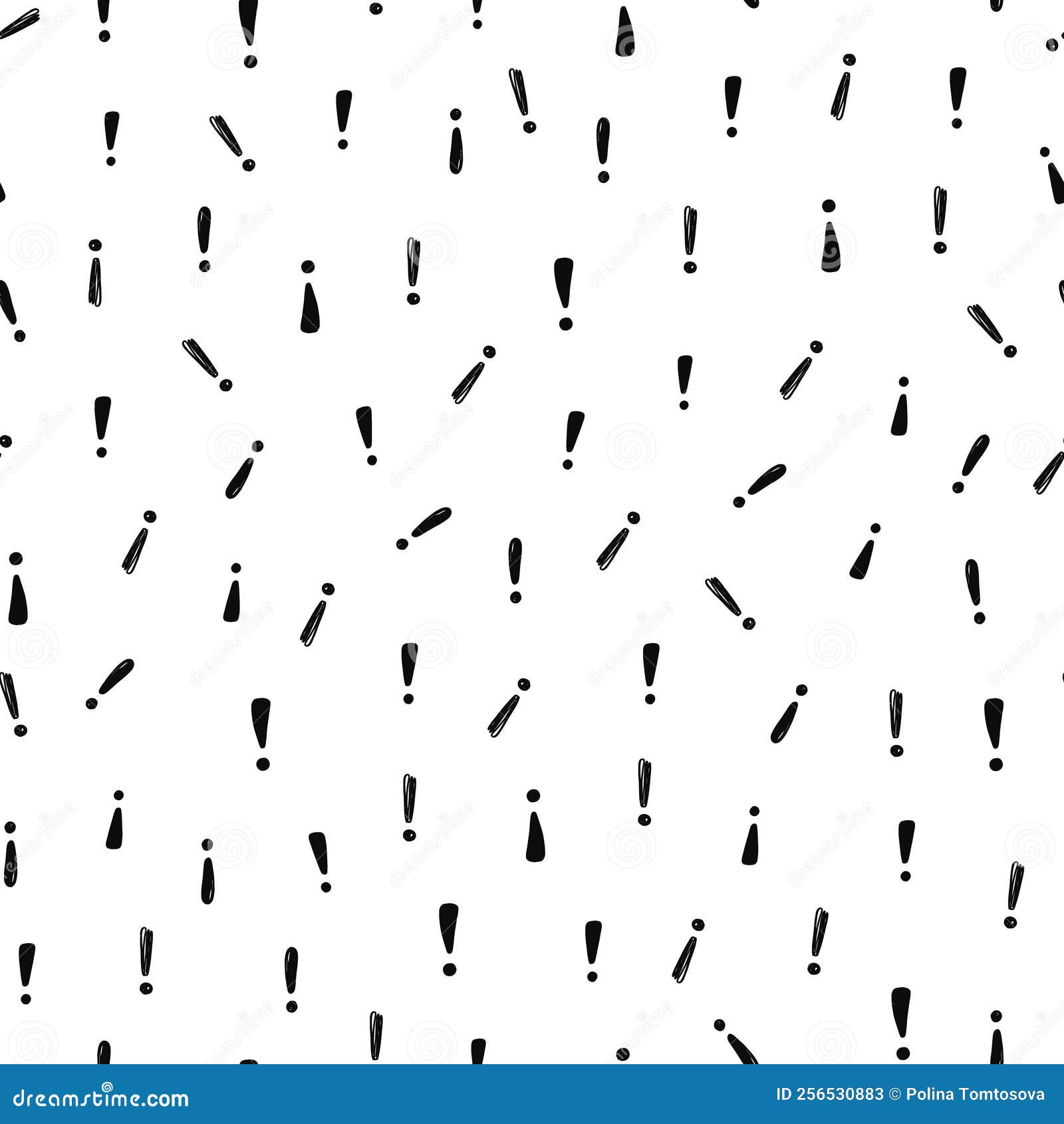 Hand Drawn Exclamation Mark Seamless Pattern. Scribble Doodle ...