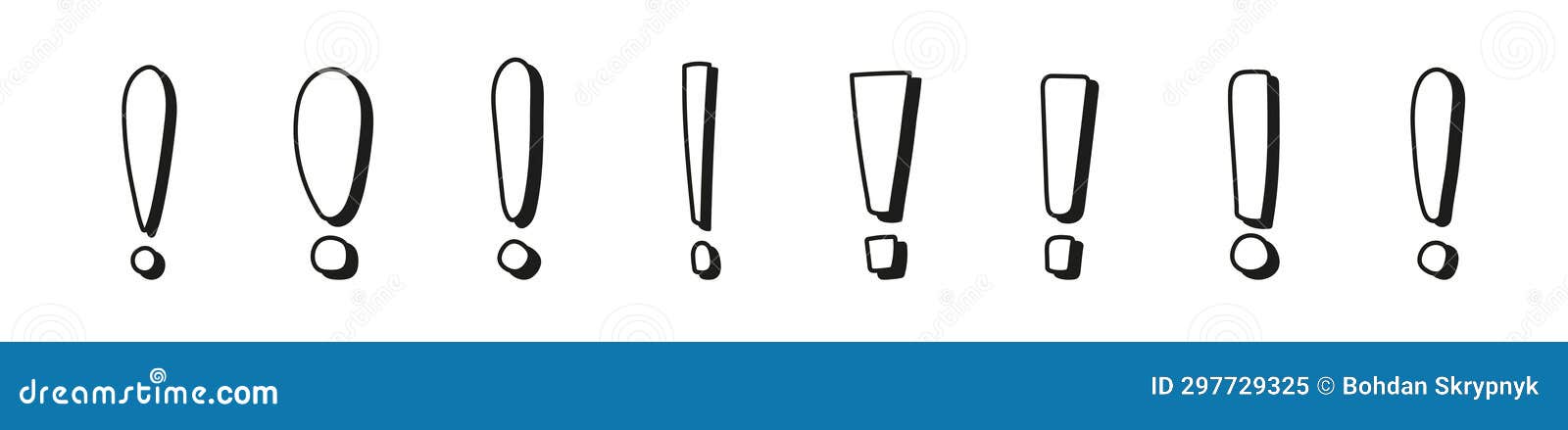 Hand Drawn Exclamation Sign with 3d Effect. Cartoon Comic Retro Style ...