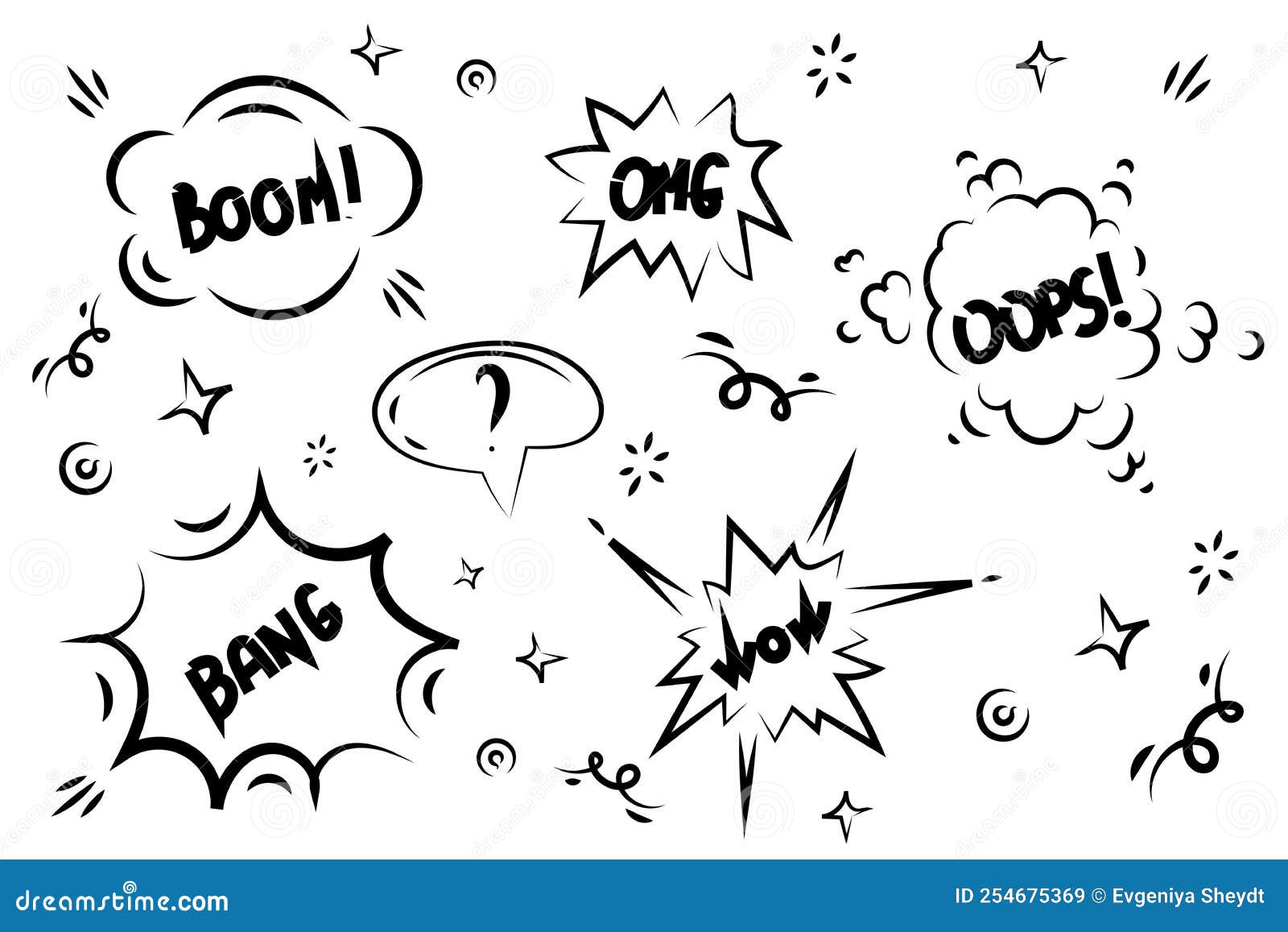 Hand Drawn Explosion, Bomb Element. Comic Doodle Sketch Style Stock ...