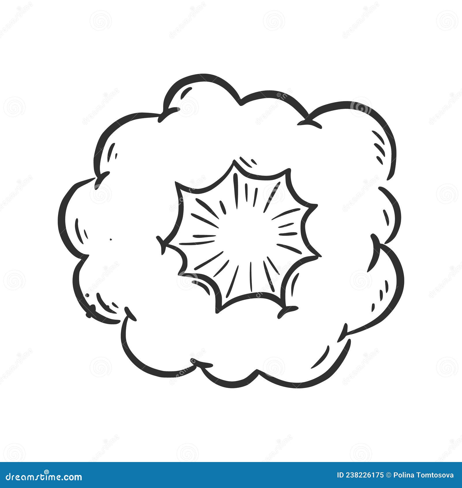 Hand Drawn Explosion Cloud, Splash Smoke Stock Vector - Illustration of ...