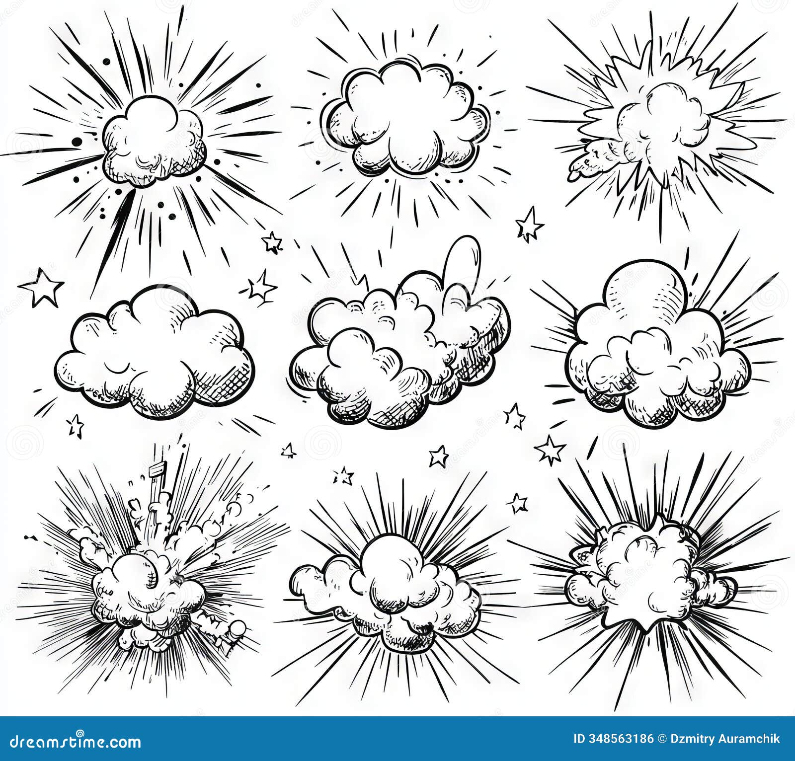 Hand-drawn Explosion Speech Bubble with Splash Smoke, Comic Doodle ...