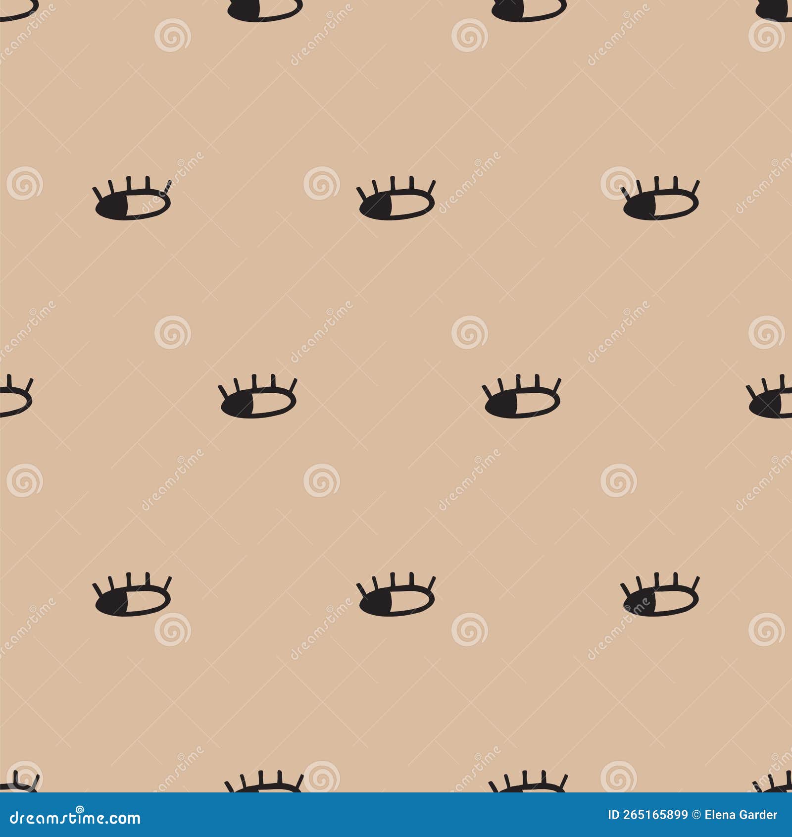 Hand Drawn Eye Doodles Seamless Pattern. Cartoon Minimal Repeat Print ...
