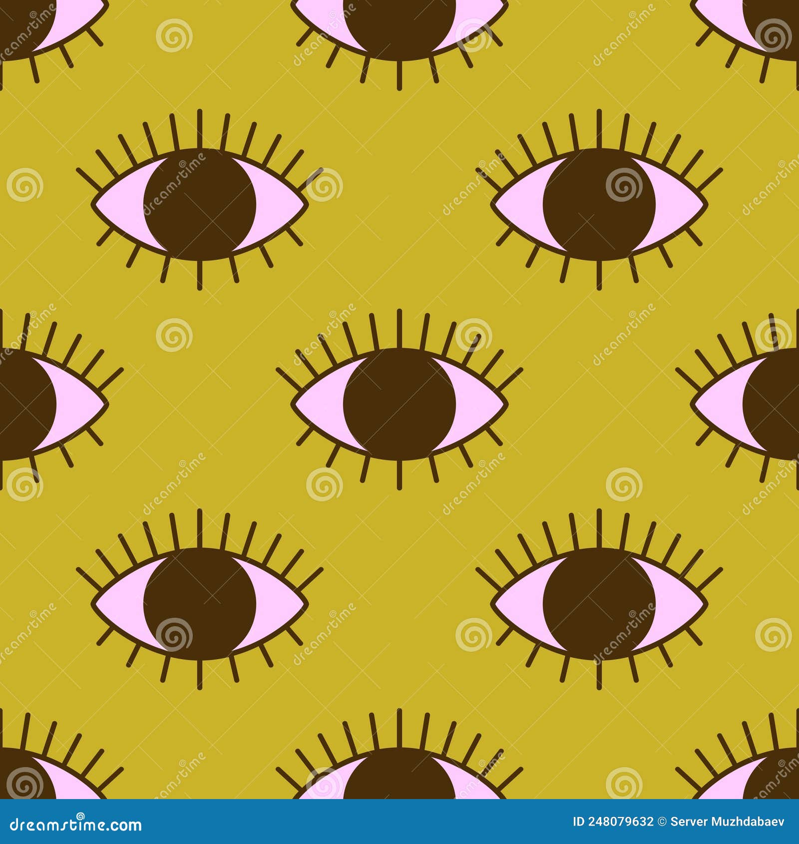 Hand Drawn Eye Pattern for Print and Design. Vector Illustration. Stock ...