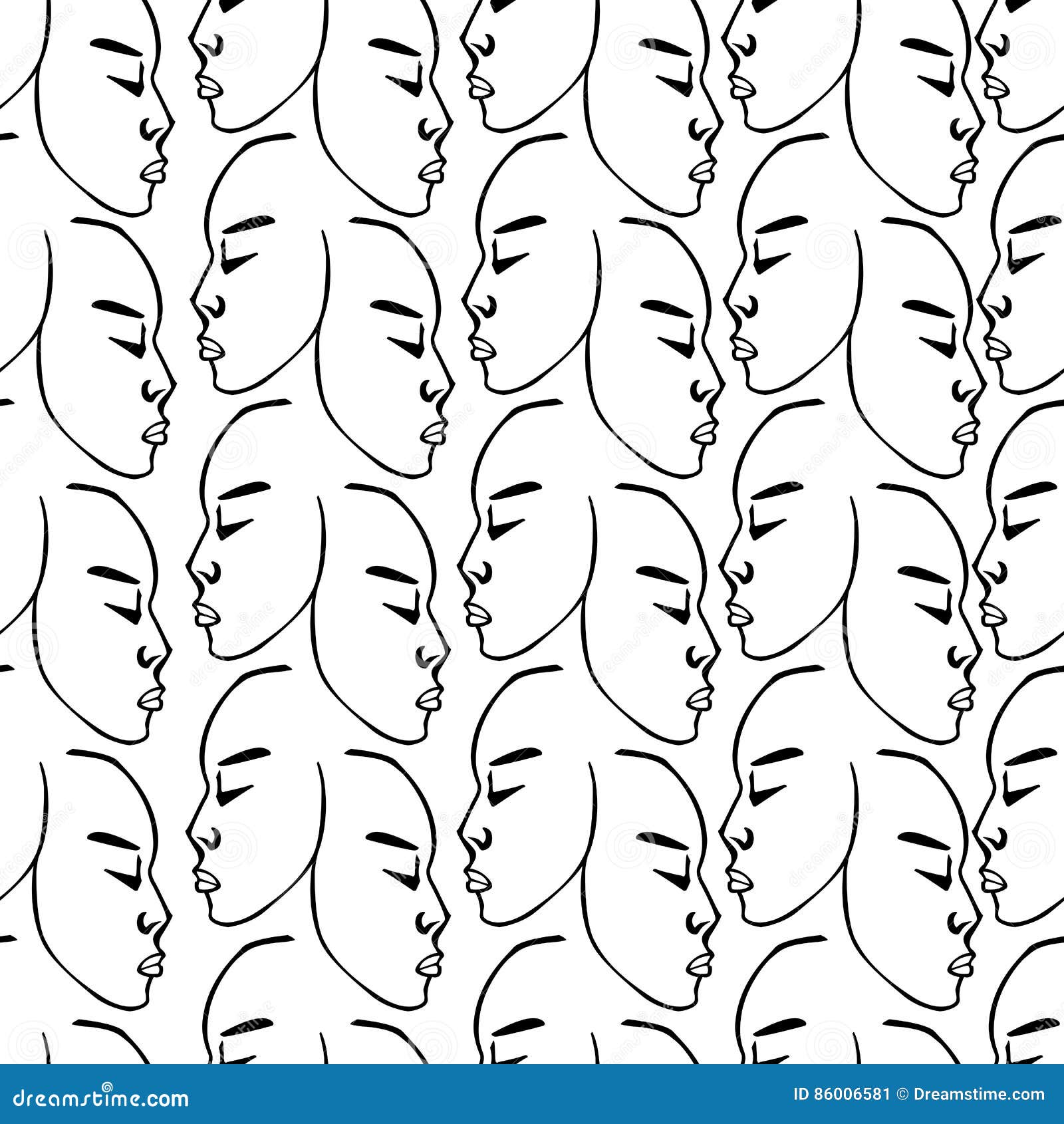 Hand Drawn Faces Pattern on White Background Stock Vector ...