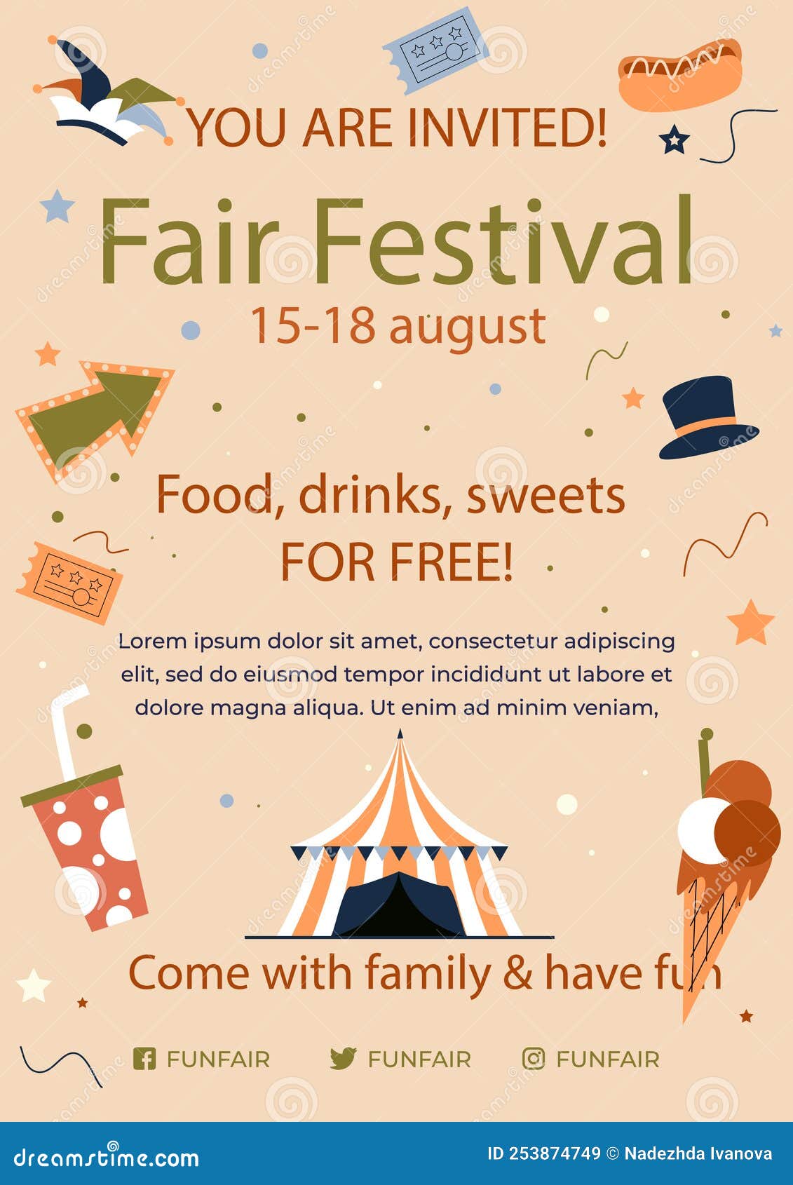 Hand Drawn Fair Design Template Vector Illustration. Stock Vector ...