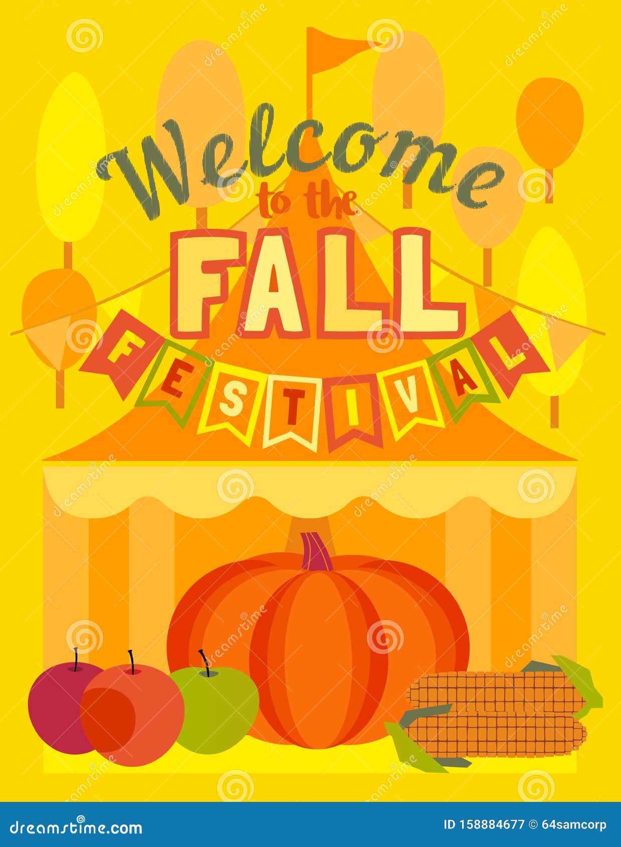 Hand Drawn Fall Festival Flat Color Vector Poster Stock Illustration ... Hand Drawn Fall Festival Flat Color Vector Poster Stock Illustration ...