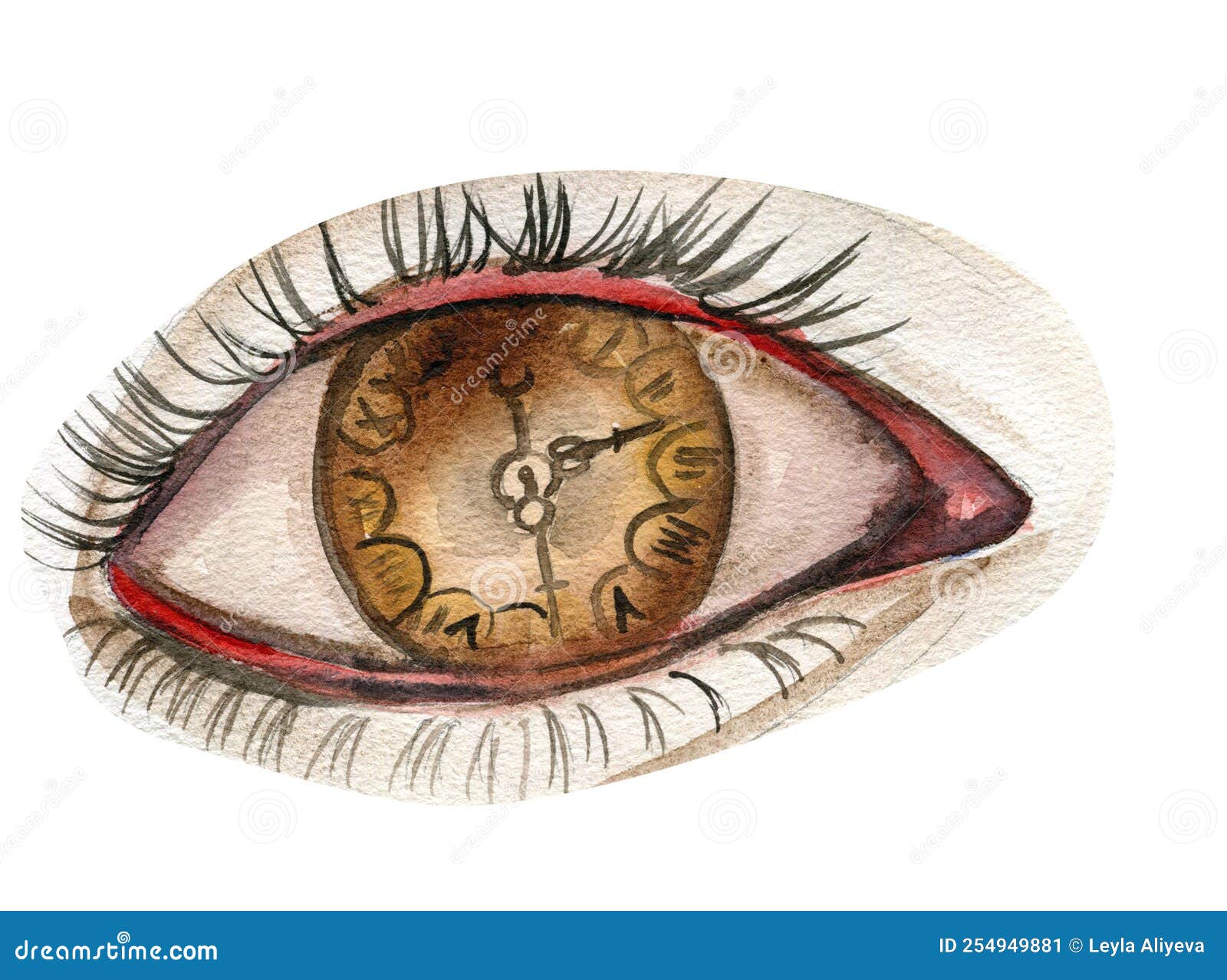 Hand Drawn Fantasy Eye with Clock Stock Vector - Illustration of hand ...