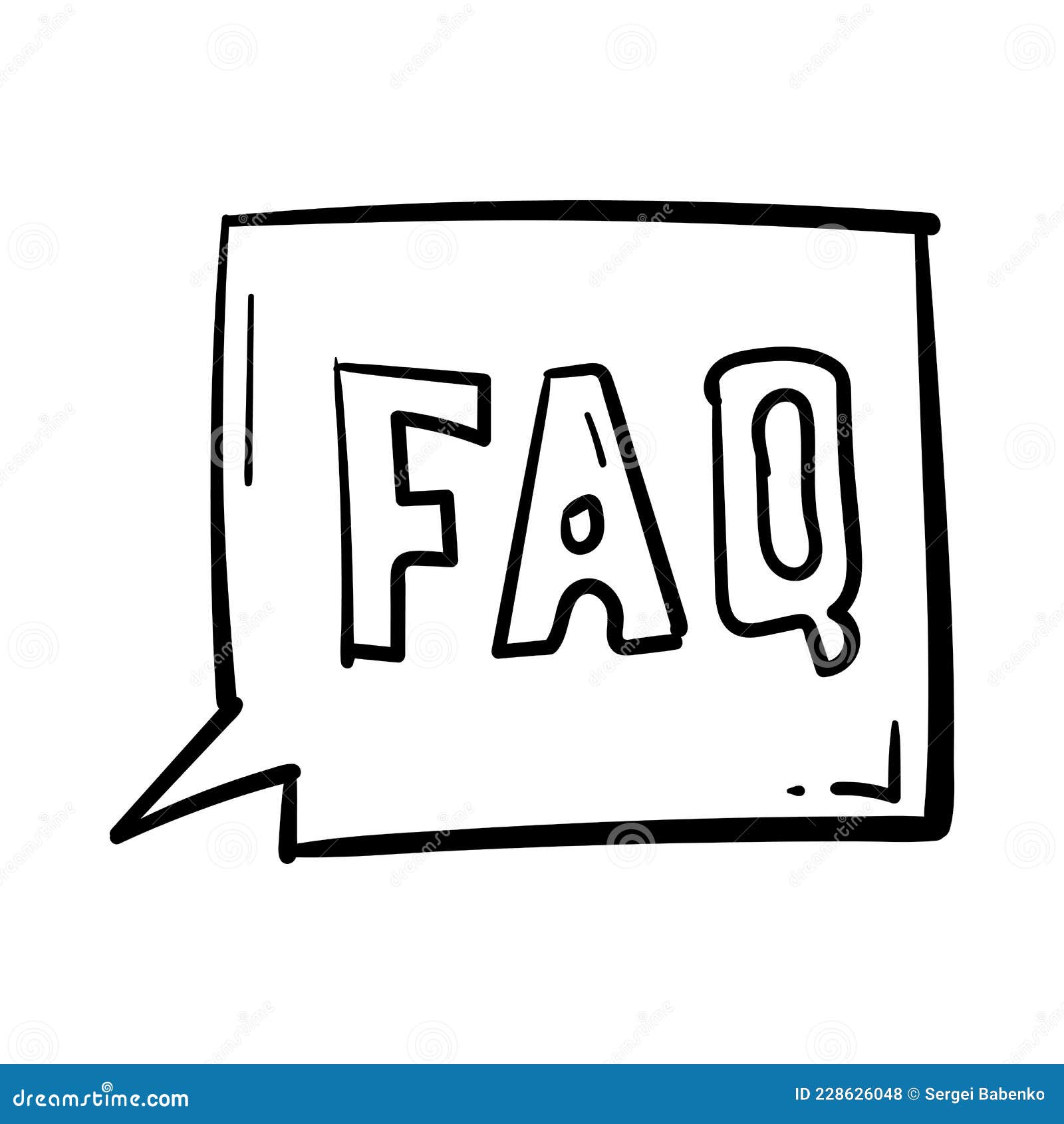 Hand Drawn Faq Icon in Doodle Style Isolated Stock Vector ...