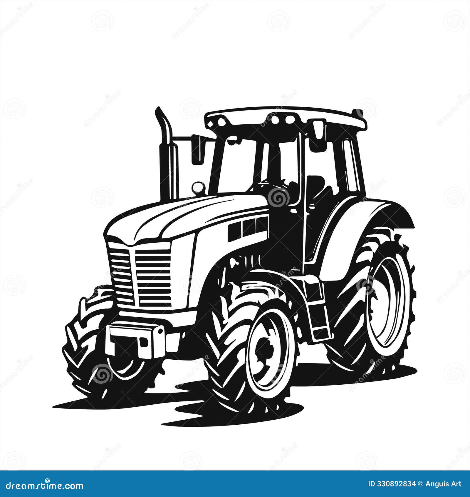 AI Generative Hand Drawn Farm Tractor. Stock Illustration ...