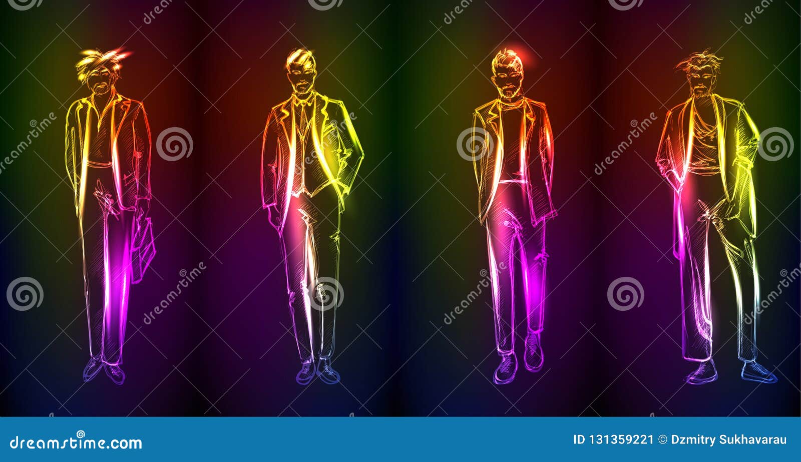 Hand-drawn Fashion Model from a Neon. Stock Vector - Illustration of ...