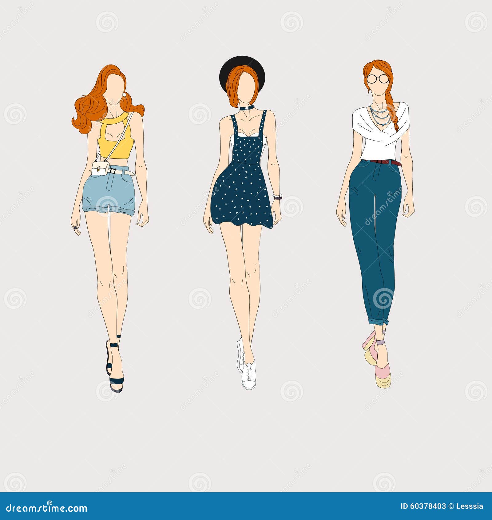 Hand drawn fashion models. stock vector. Illustration of girl - 60378403