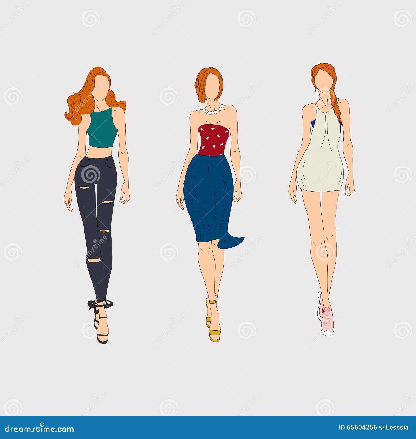 Hand drawn fashion models. stock vector. Illustration of active - 65604256